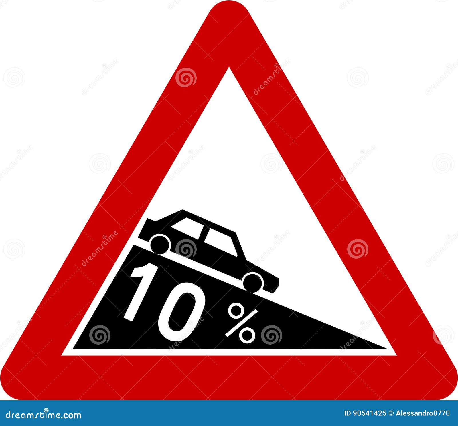 Waarschuwingsbord Met Steile Helling Stock Illustratie - Illustration ...