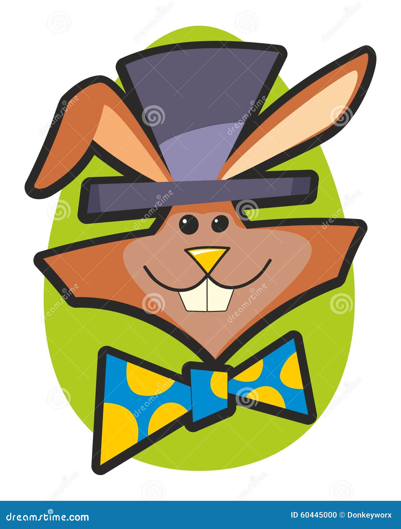 Wacky Rabbit with Top Hat and Bow Tie Stock Vector - Illustration of ...