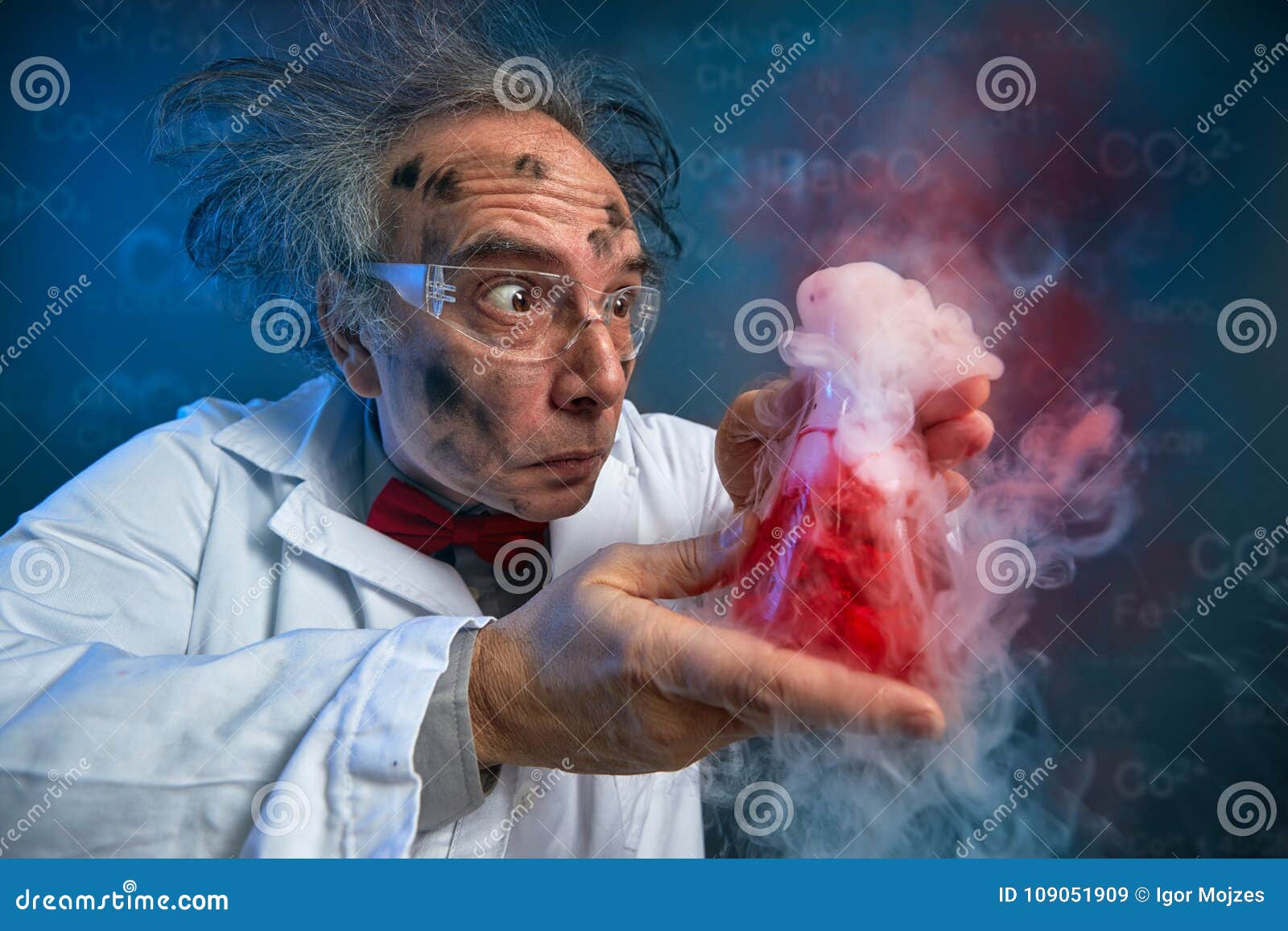 Wacky Scientist with Explosive Experiment Stock Image - Image of ...