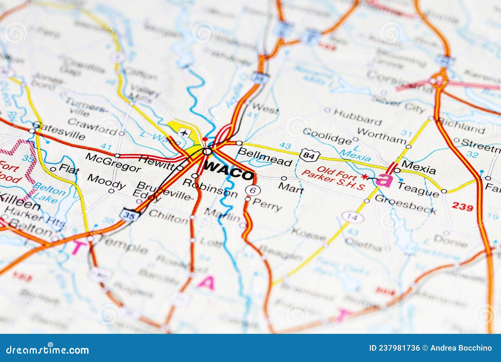 Waco City Road Map Area. Closeup Macro View Editorial Photo - Image of ...
