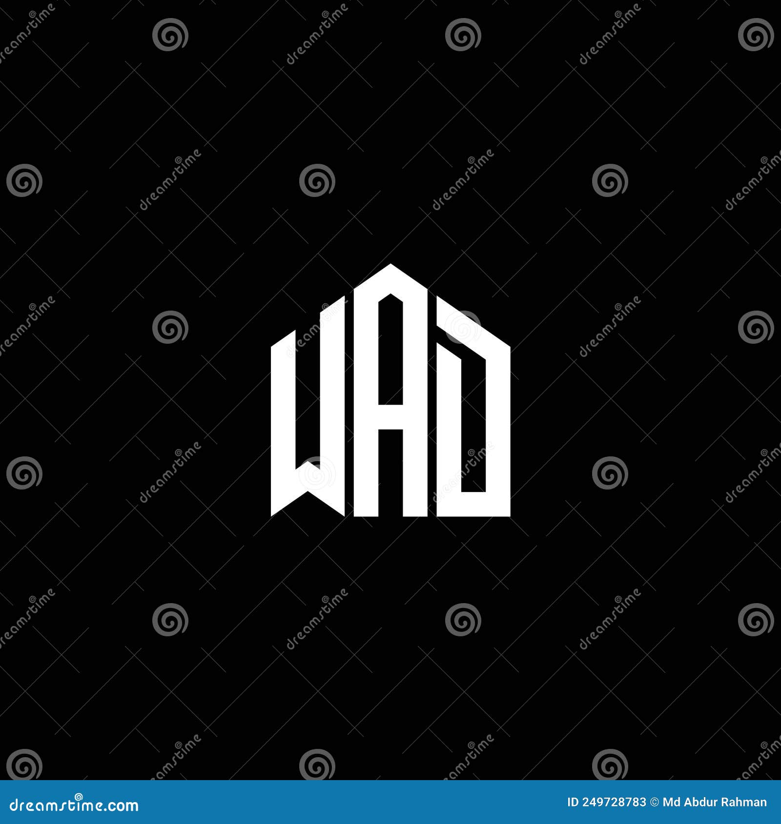 WAD Letter Logo Design on BLACK Background. WAD Creative Initials ...