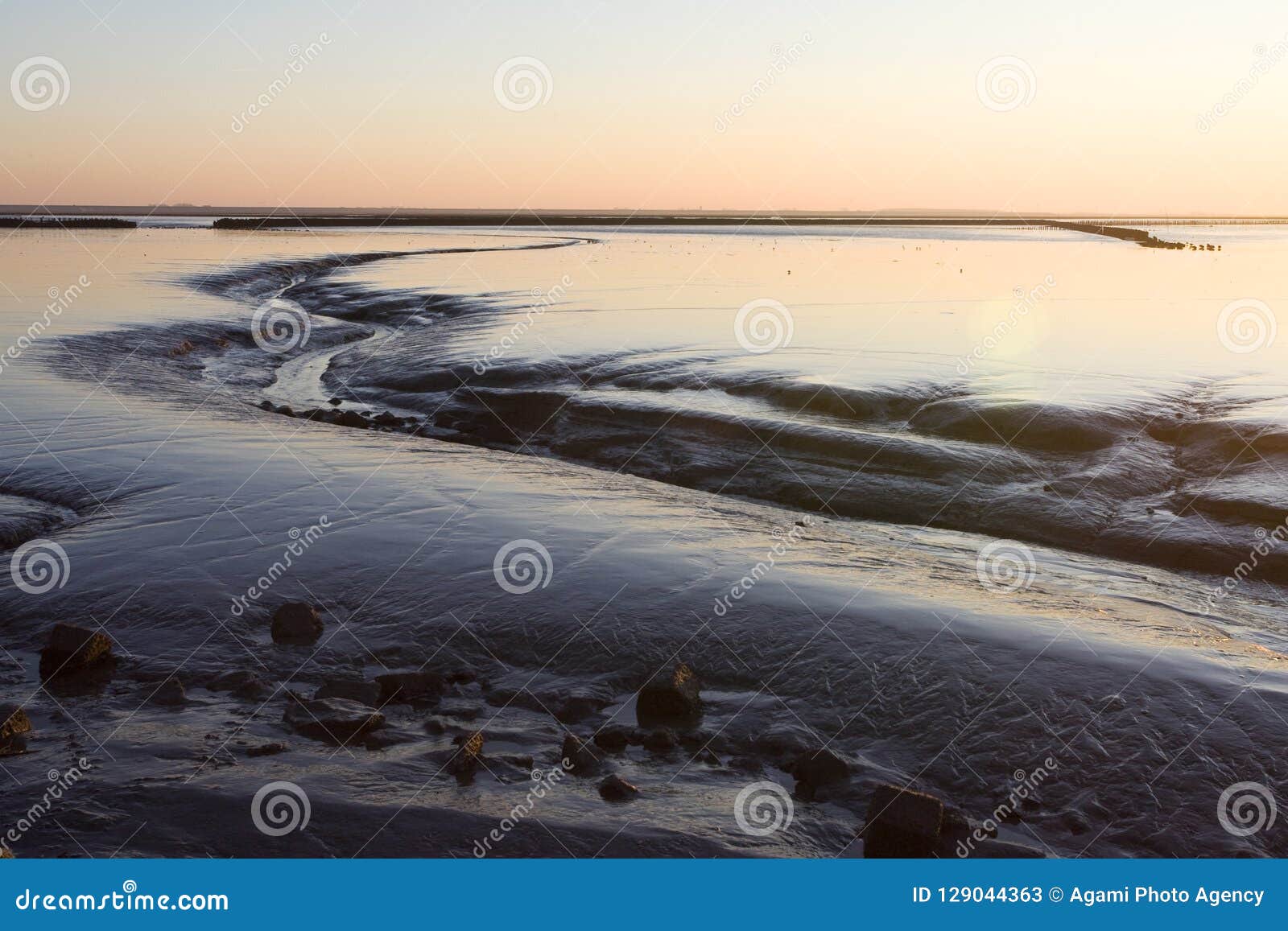 Waddenzee Bij Holwerd, Wadden Sea at Holwerd Stock Image - Image of ...