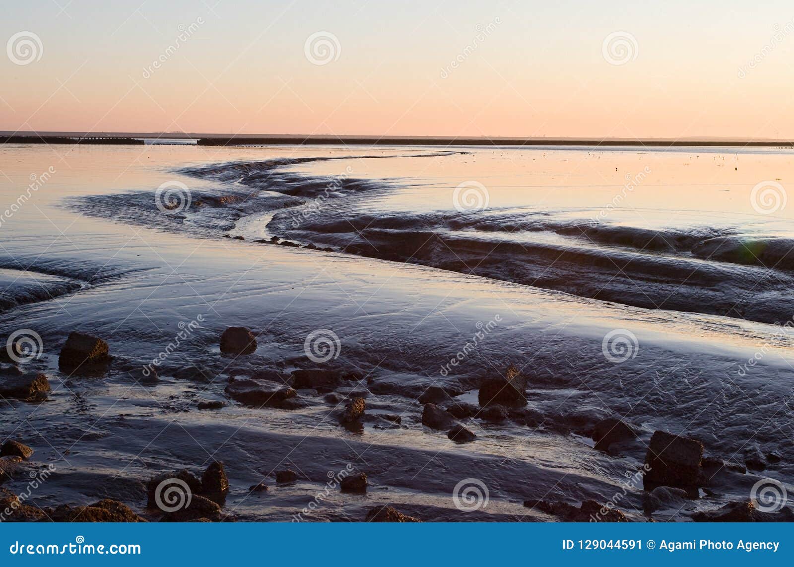 Waddenzee Bij Holwerd, Wadden Sea at Holwerd Stock Image - Image of ...