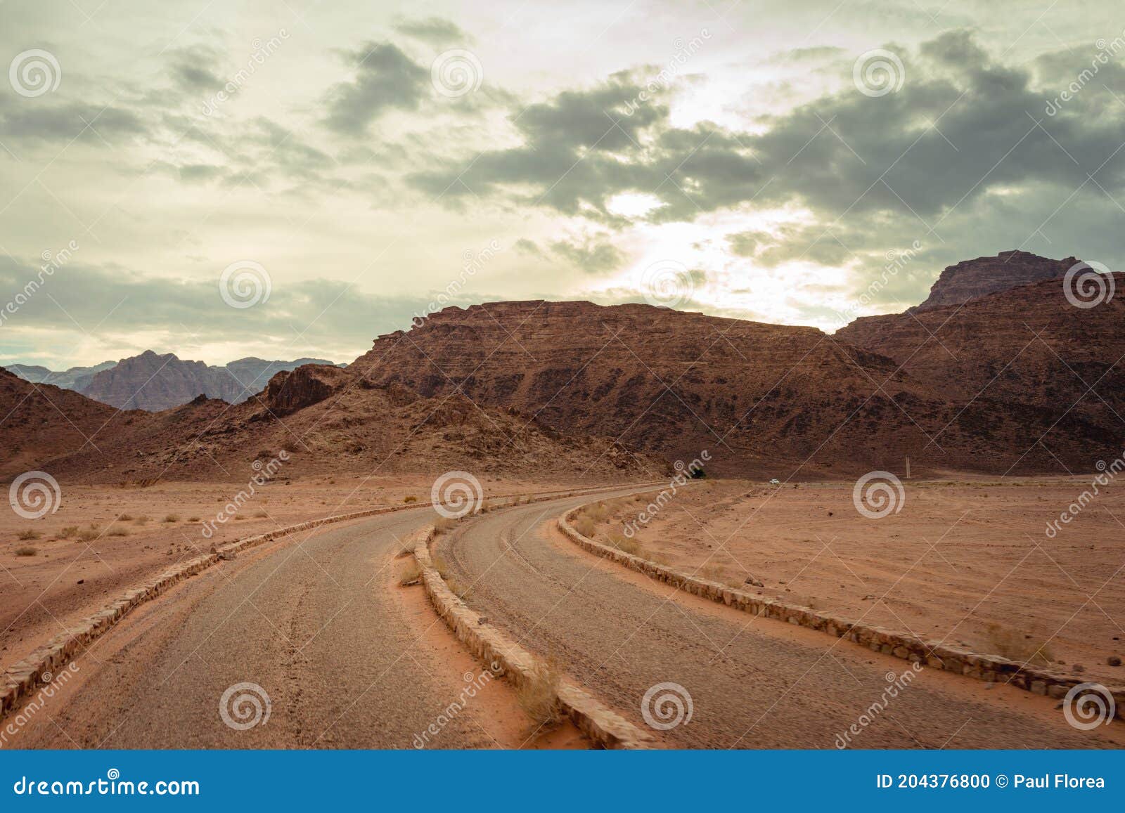 Wadi Rum road stock photo. Image of east, trail, sand - 204376800