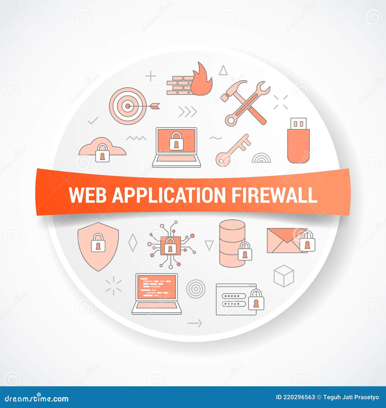 Waf Web Application Firewall Concept With Icon Set With Big Word Or ...