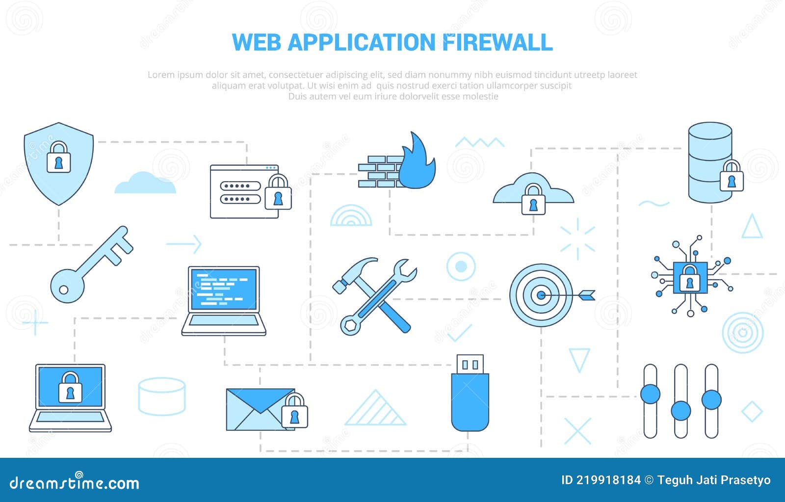 Waf Web Application Firewall Concept With Icon Set Template Banner And ...