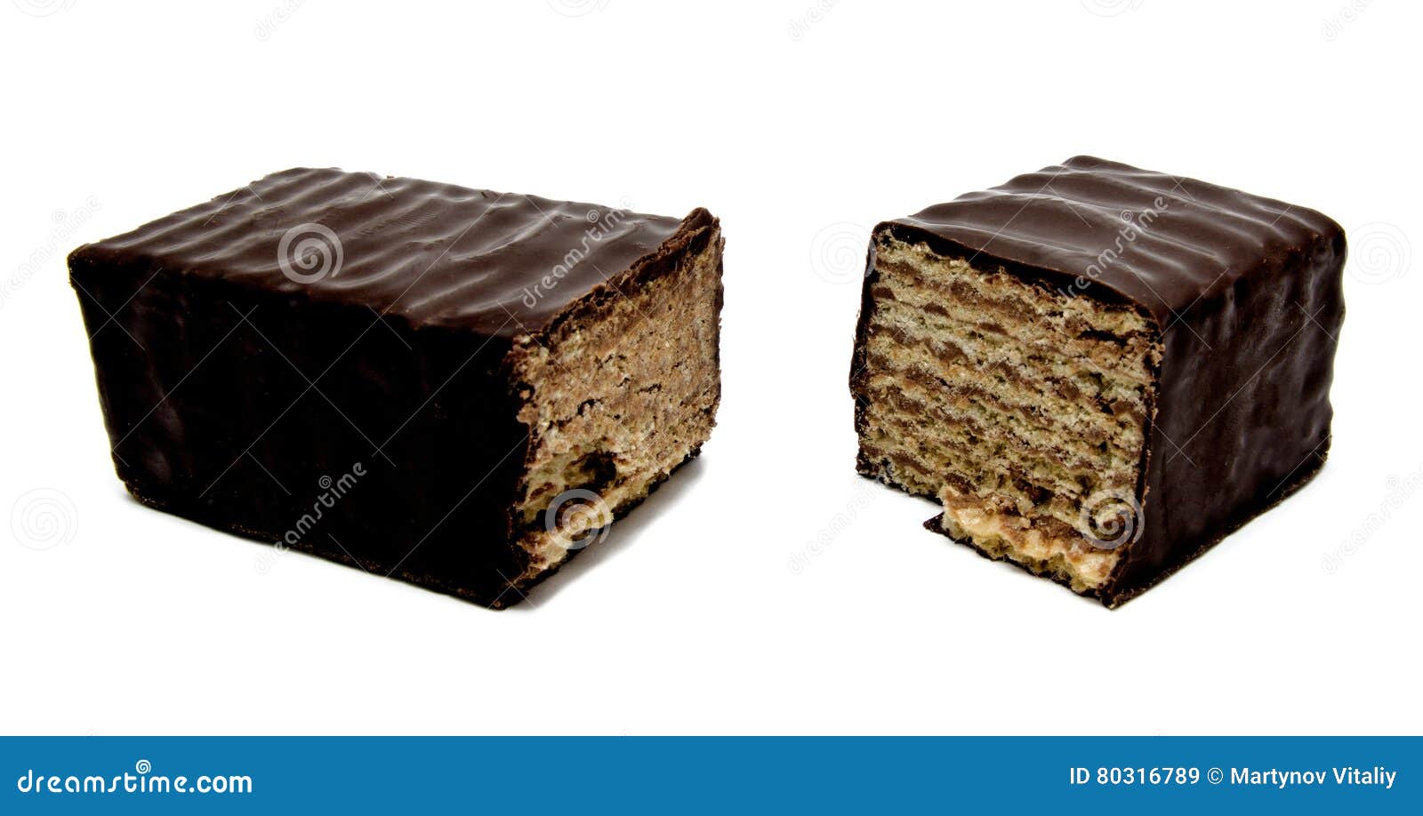 Wafer Chocolate Bar on White Stock Image - Image of tasty, covered ...