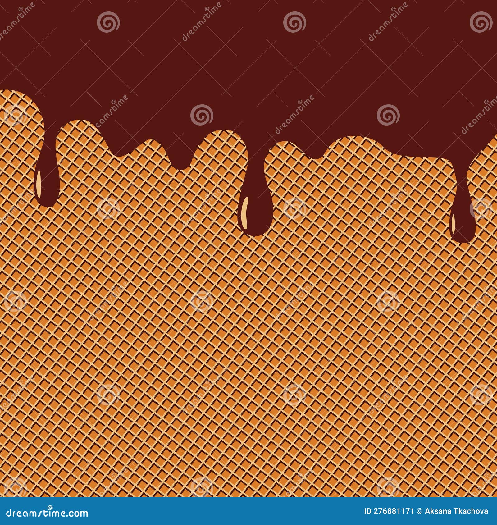 Wafer and Flowing Chocolate. Vector Background. Sweet Texture. Soft ...