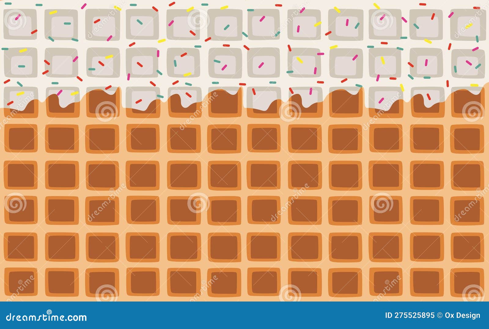 Wafer and Flowing White Chocolate - Vector Background. Sweet Texture ...