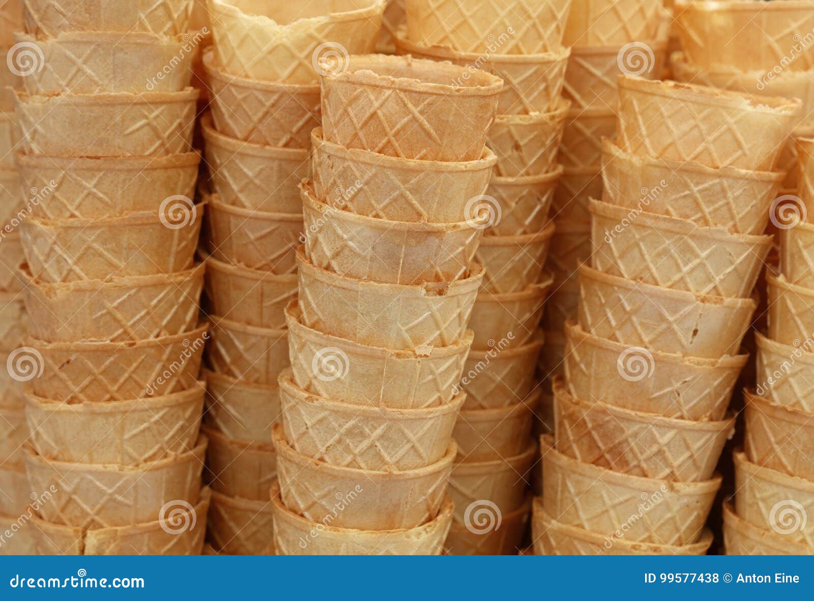 Wafer Ice Cream Cone Cornet Cups Close Up Stock Photo - Image of stack ...
