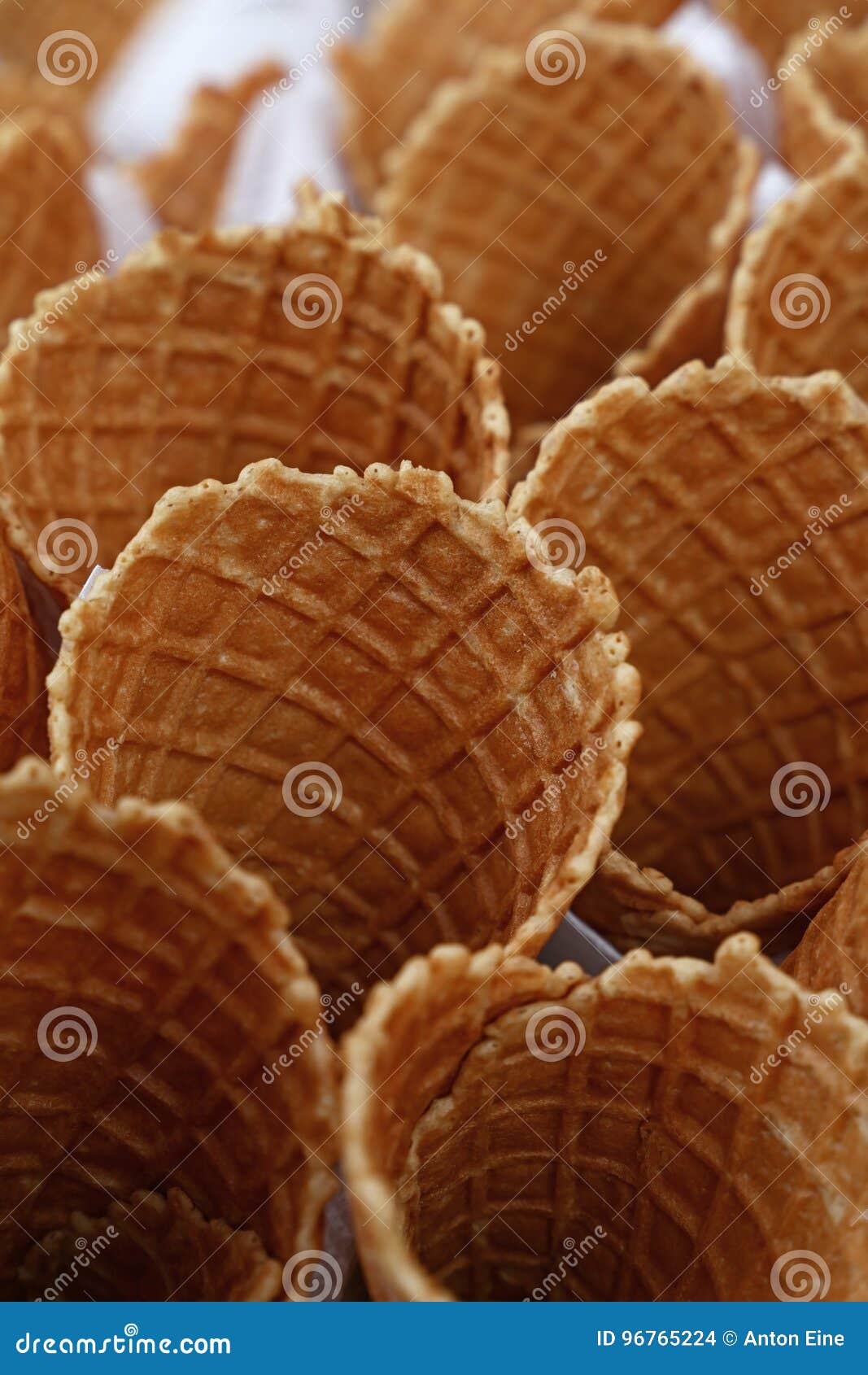 Wafer Ice Cream Cone Cornet Cups Close Up Stock Photo - Image of angle ...