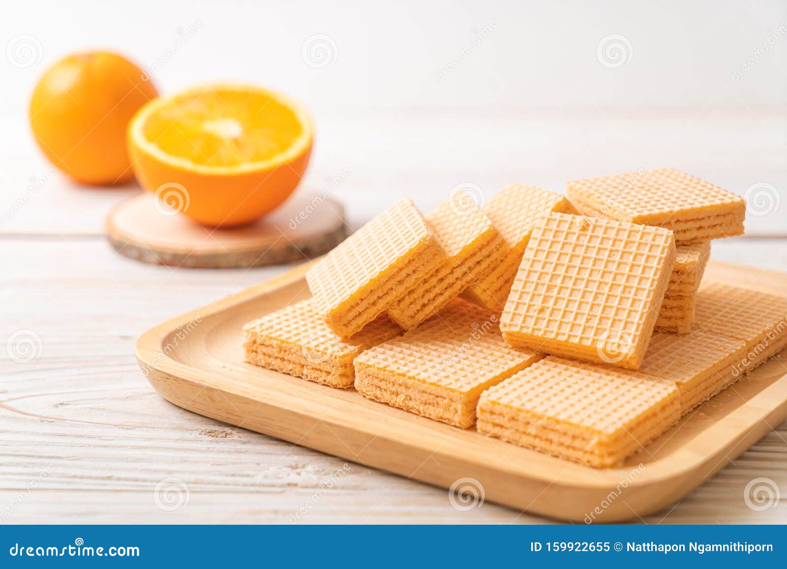 Wafer with orange cream stock image. Image of design - 159922655