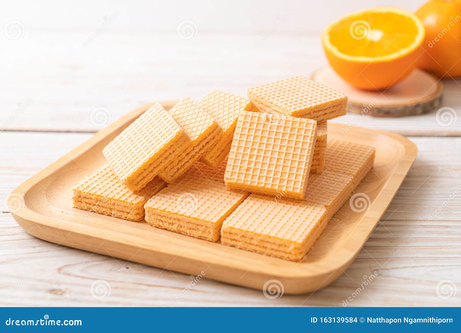 Wafer with orange cream stock photo. Image of product - 163139584