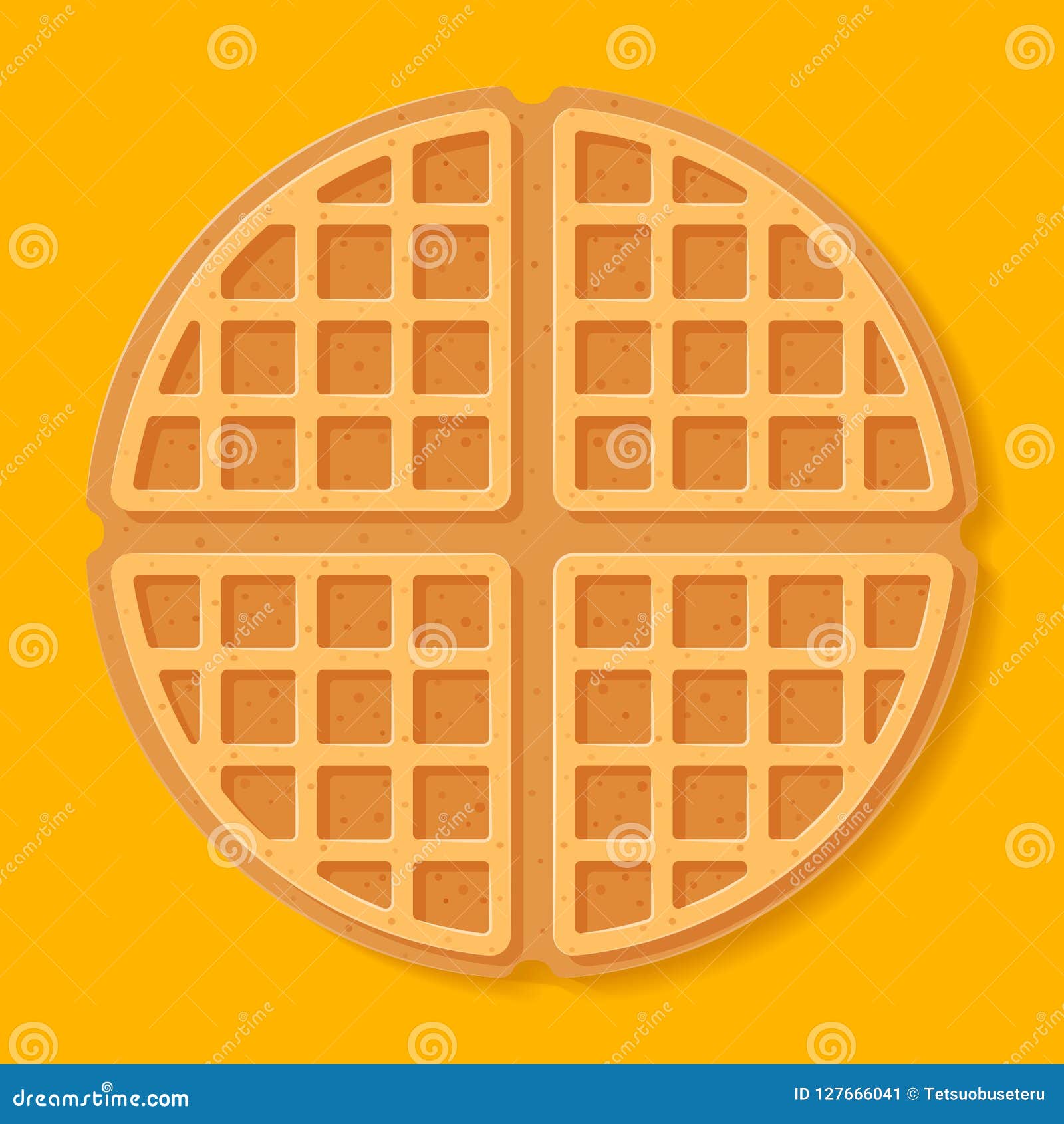 Round Waffle. Realistic Style. Dessert Pattern. Cartoon Vector ...
