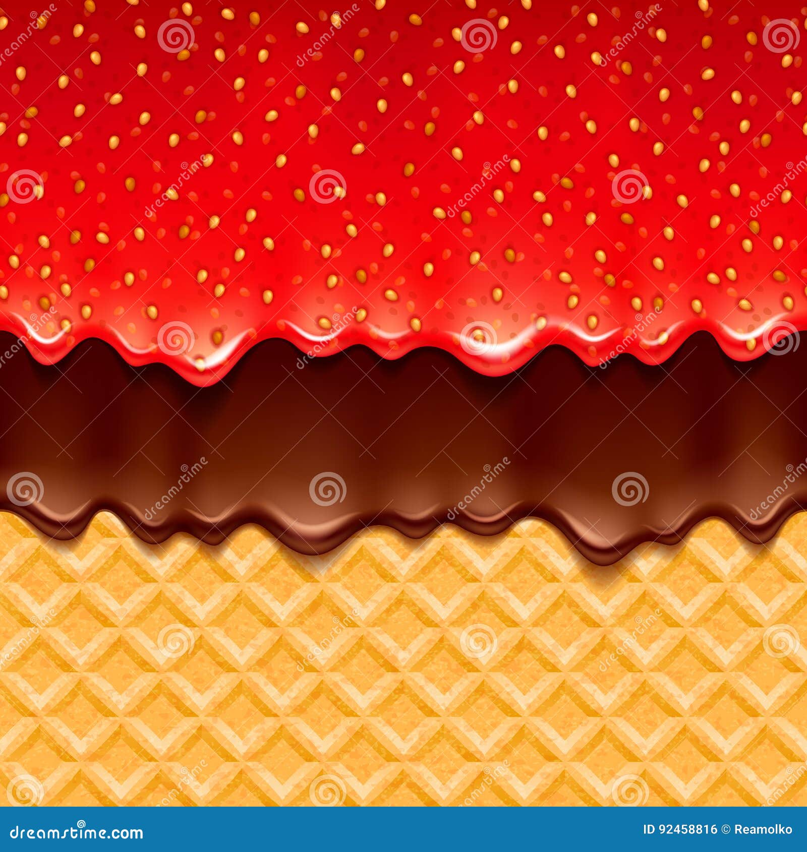 Wafer And Strawberry Jam And Chocolate - Vector Background ...