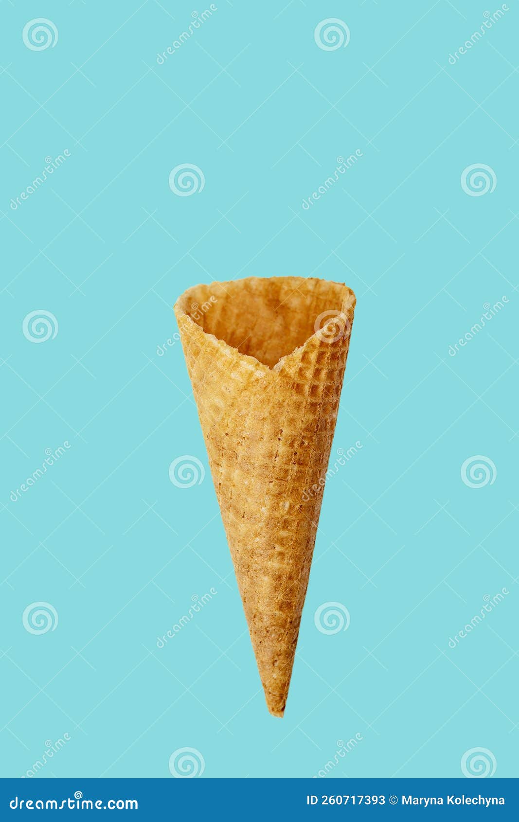 Wafer Sugar Cone on a Blue Background. Waffle Cone on Blue Background ...