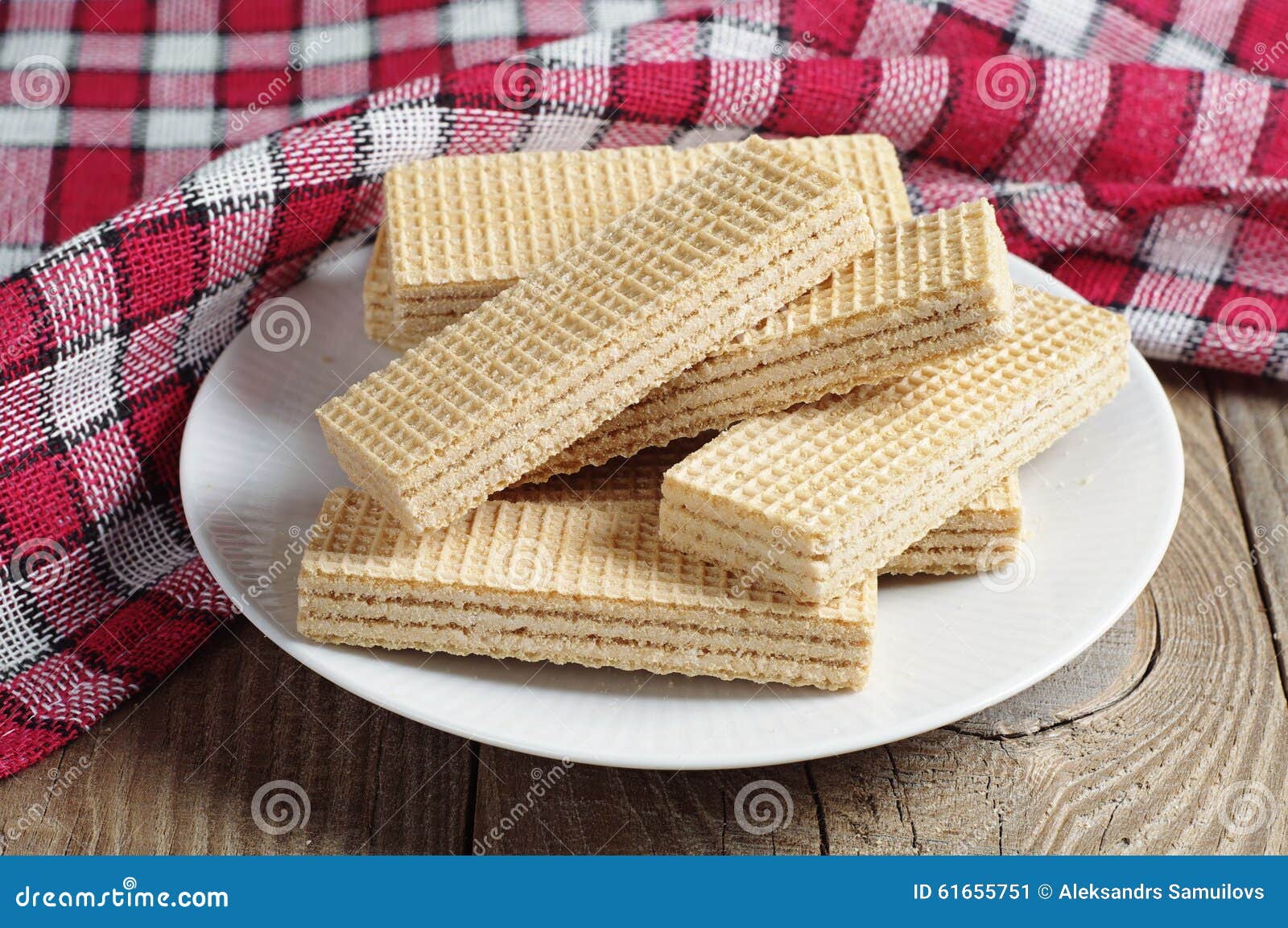 Wafers in plate stock image. Image of waffle, plate, taste - 61655751