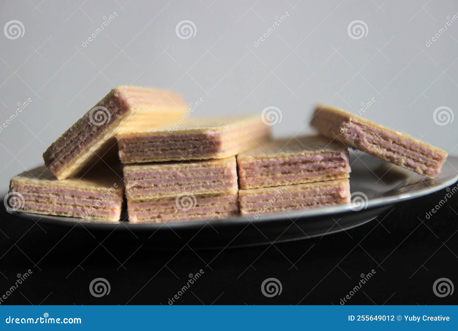 Wafers in a plate stock photo. Image of gourmet, golden - 255649012
