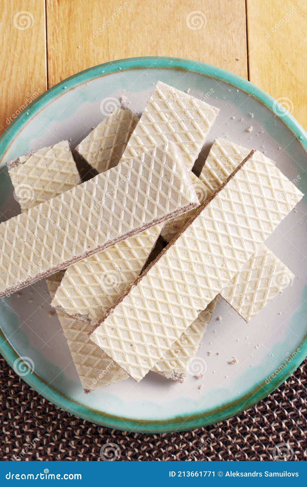 Wafers on a plate stock image. Image of tasty, breakfast - 213661771