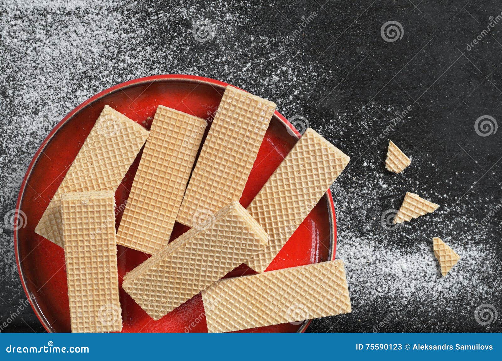 Wafers in plate stock image. Image of dark, wafers, cookie - 75590123