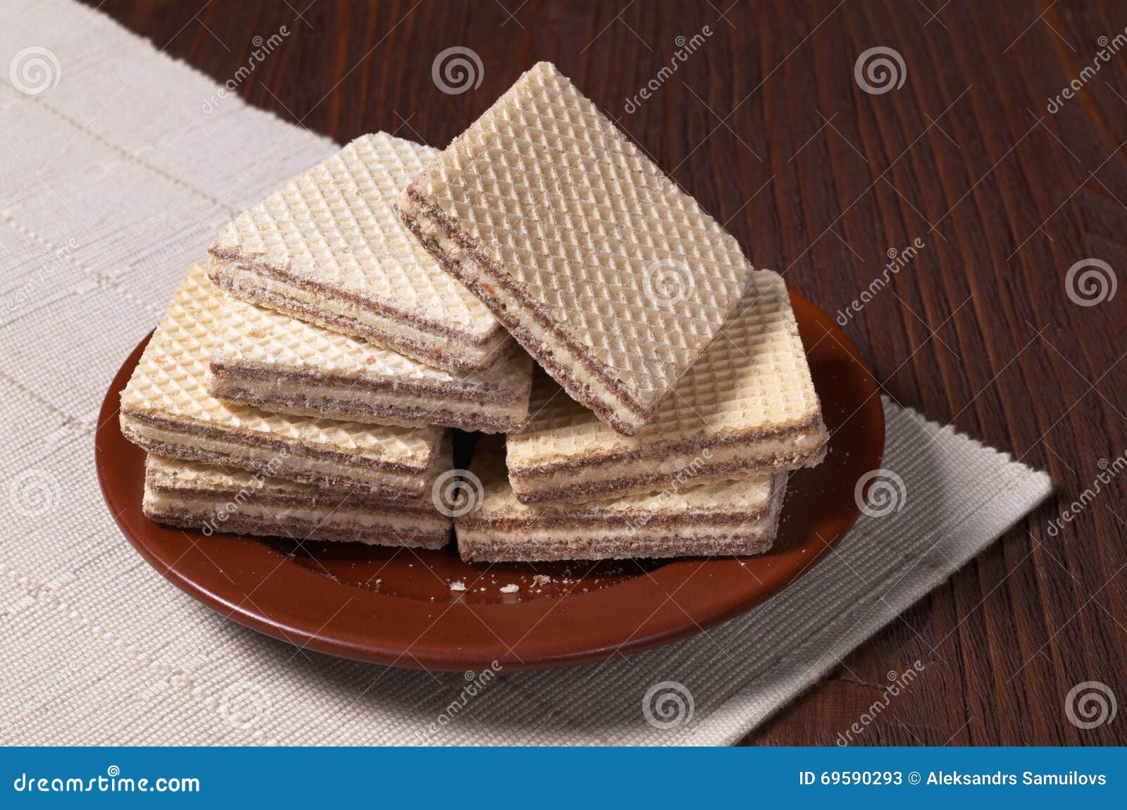 Wafers in plate stock image. Image of cookie, baked, dessert - 69590293
