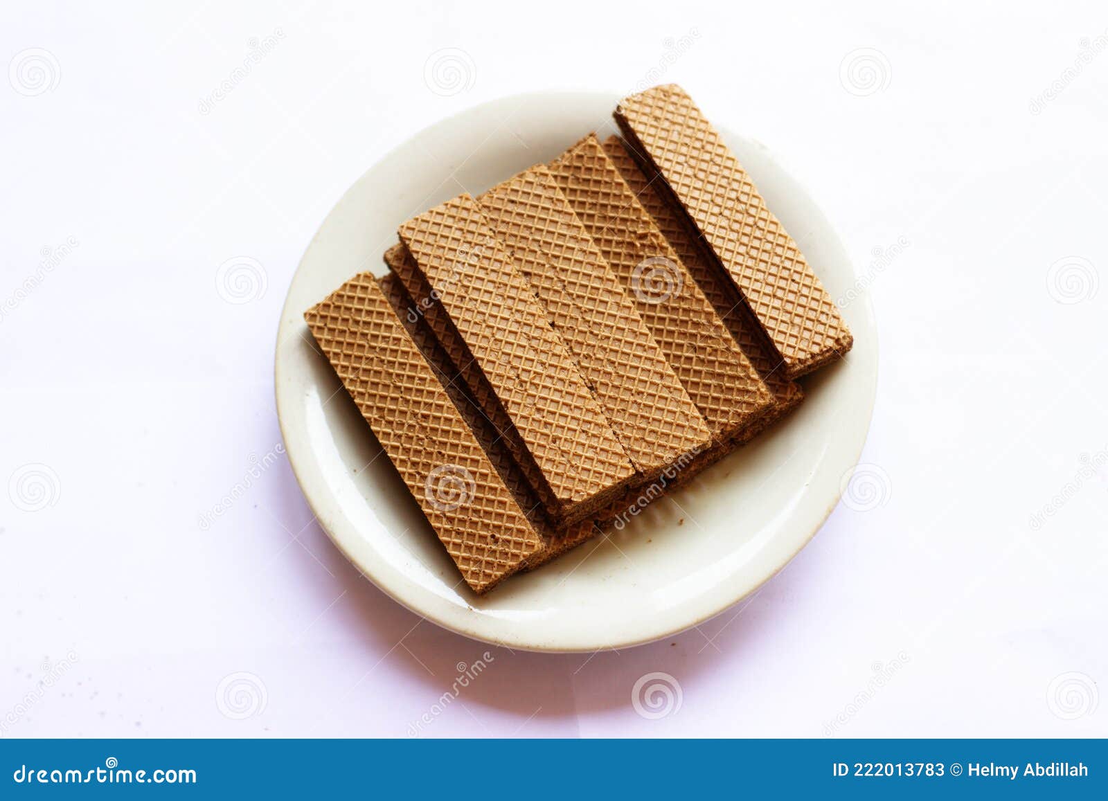 Waffer Snacks on White Plate Stock Image - Image of chocolate, icing ...