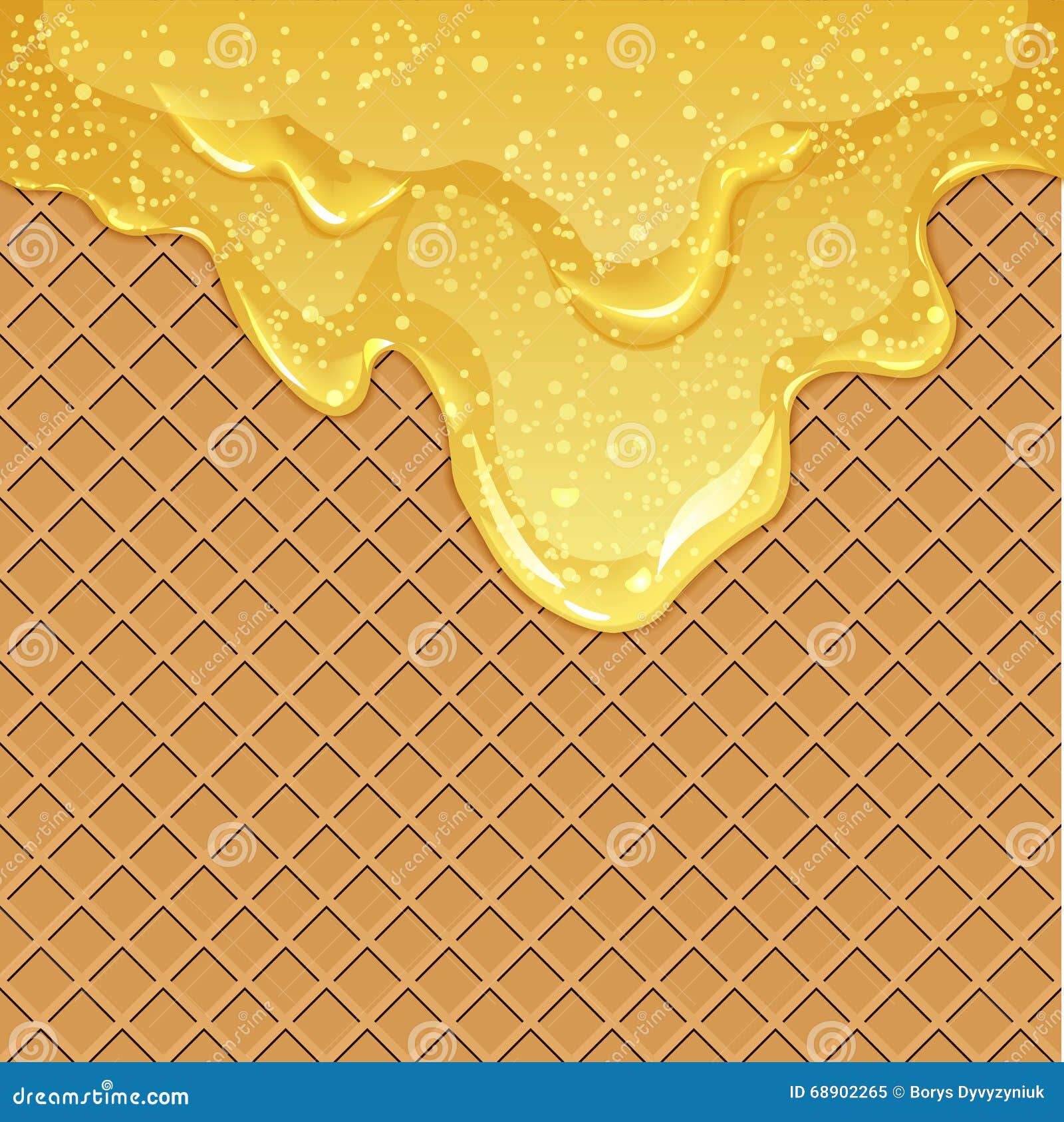 Waffle Background with Honey Stock Illustration - Illustration of ...