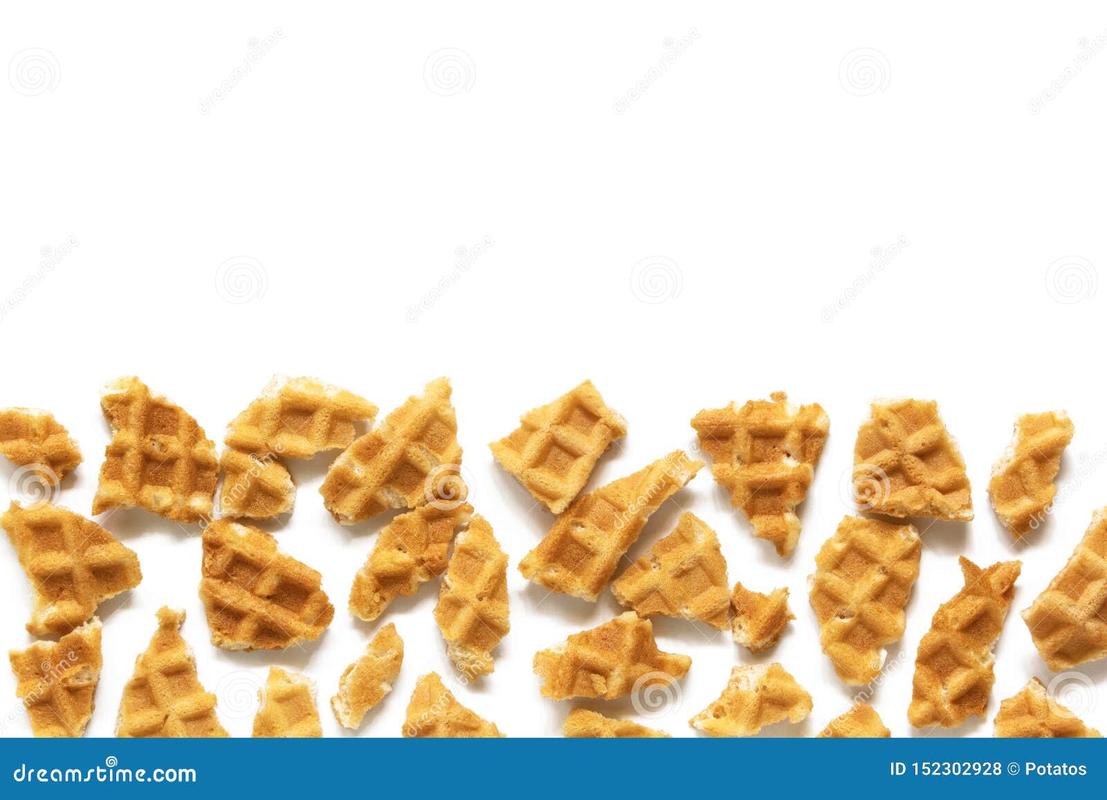 Waffle Background. Wafer Cone Pieces Isolated on White Stock Photo ...