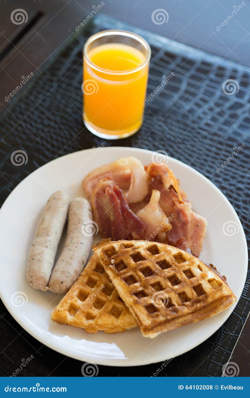 Waffle and Bacon stock photo. Image of sausage, roasted - 64102008