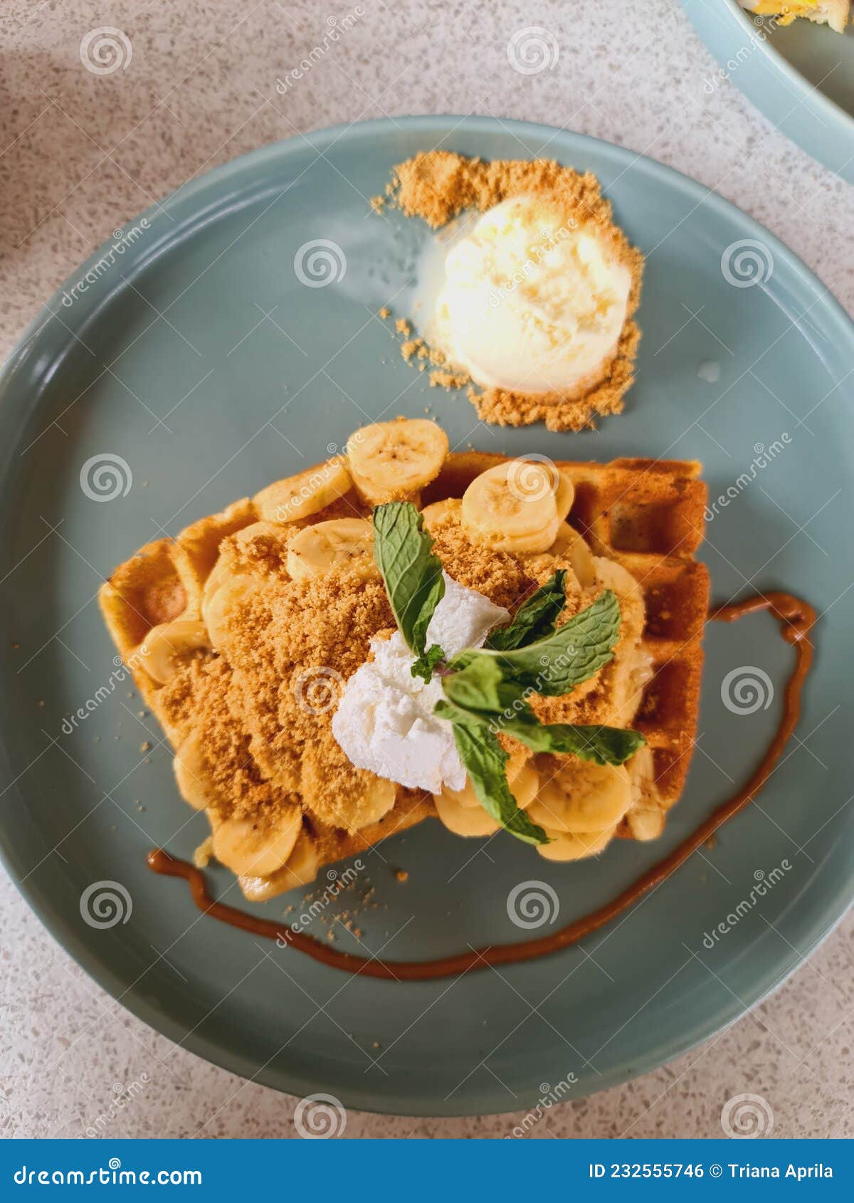 Waffle banoffee stock photo. Image of dish, vegetable - 232555746