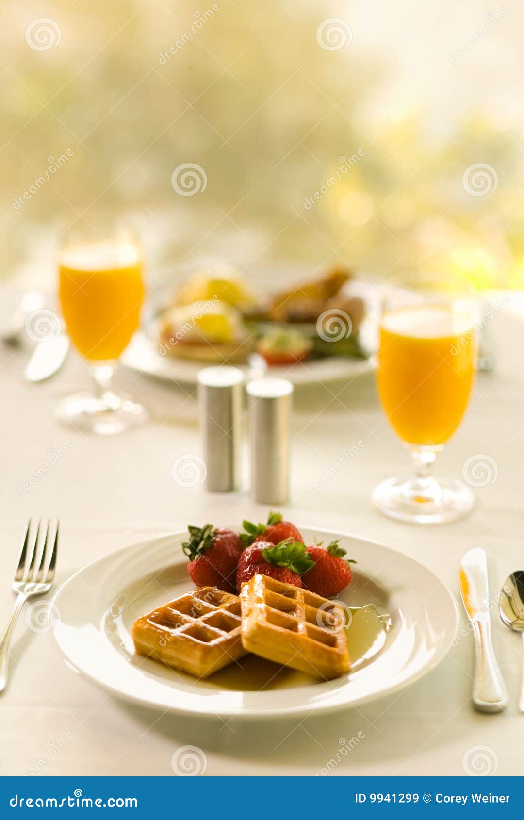 Waffle Breakfast with Orange Juice Stock Image - Image of color ...