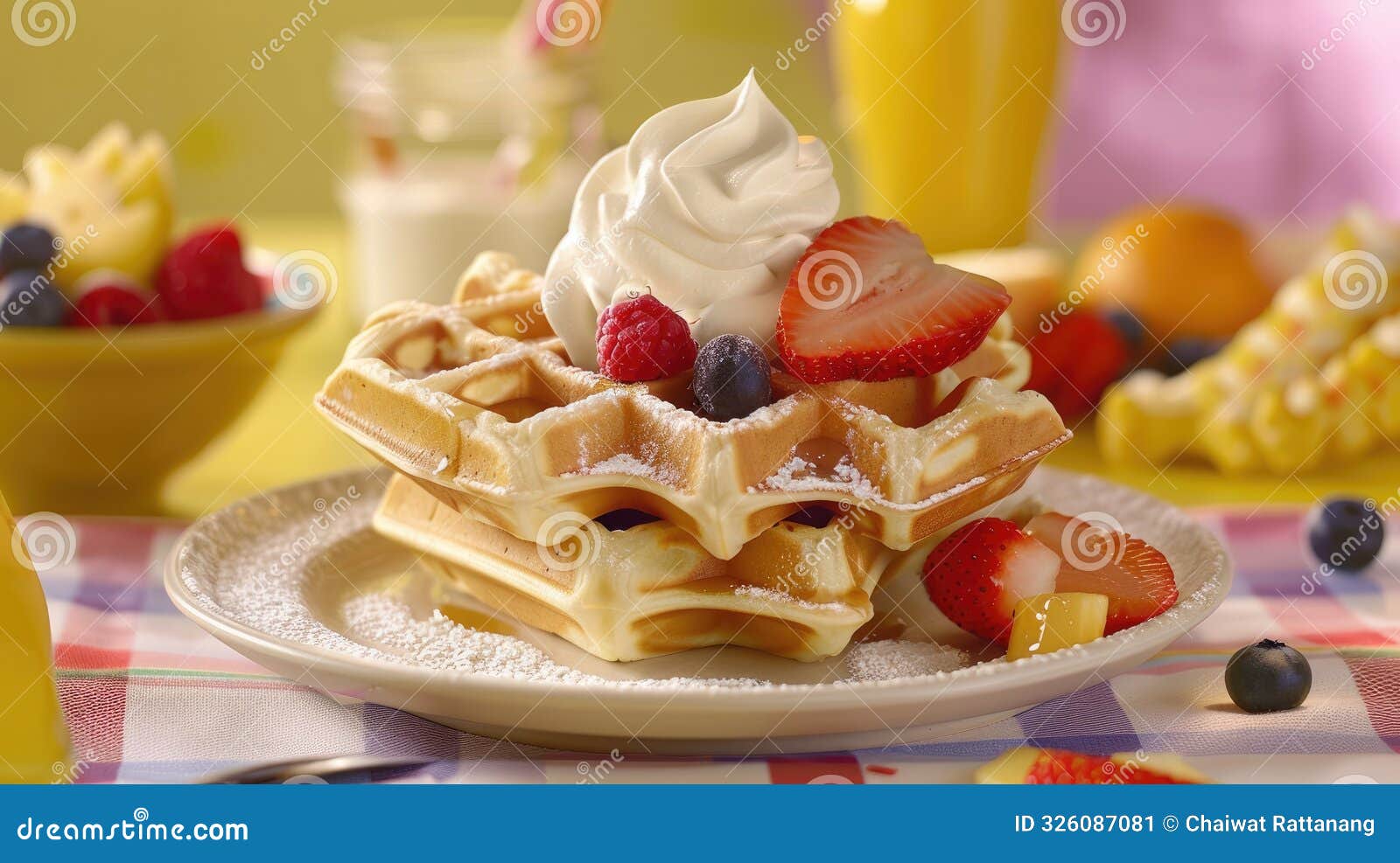 Waffle Building Blocks, Creative and Delicious Breakfast for Kids Stock ...