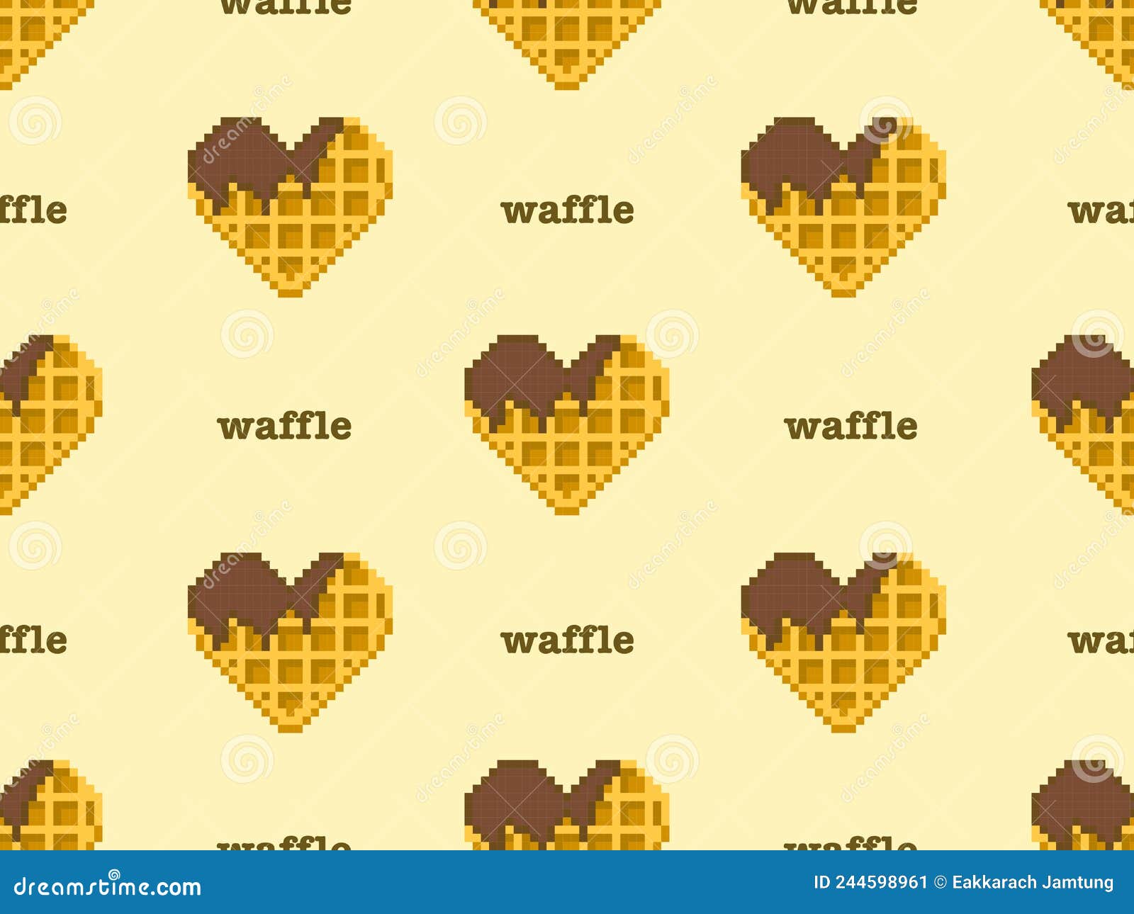 Waffle Seamless Pattern on Yellow Background.Pixel Style Stock ...