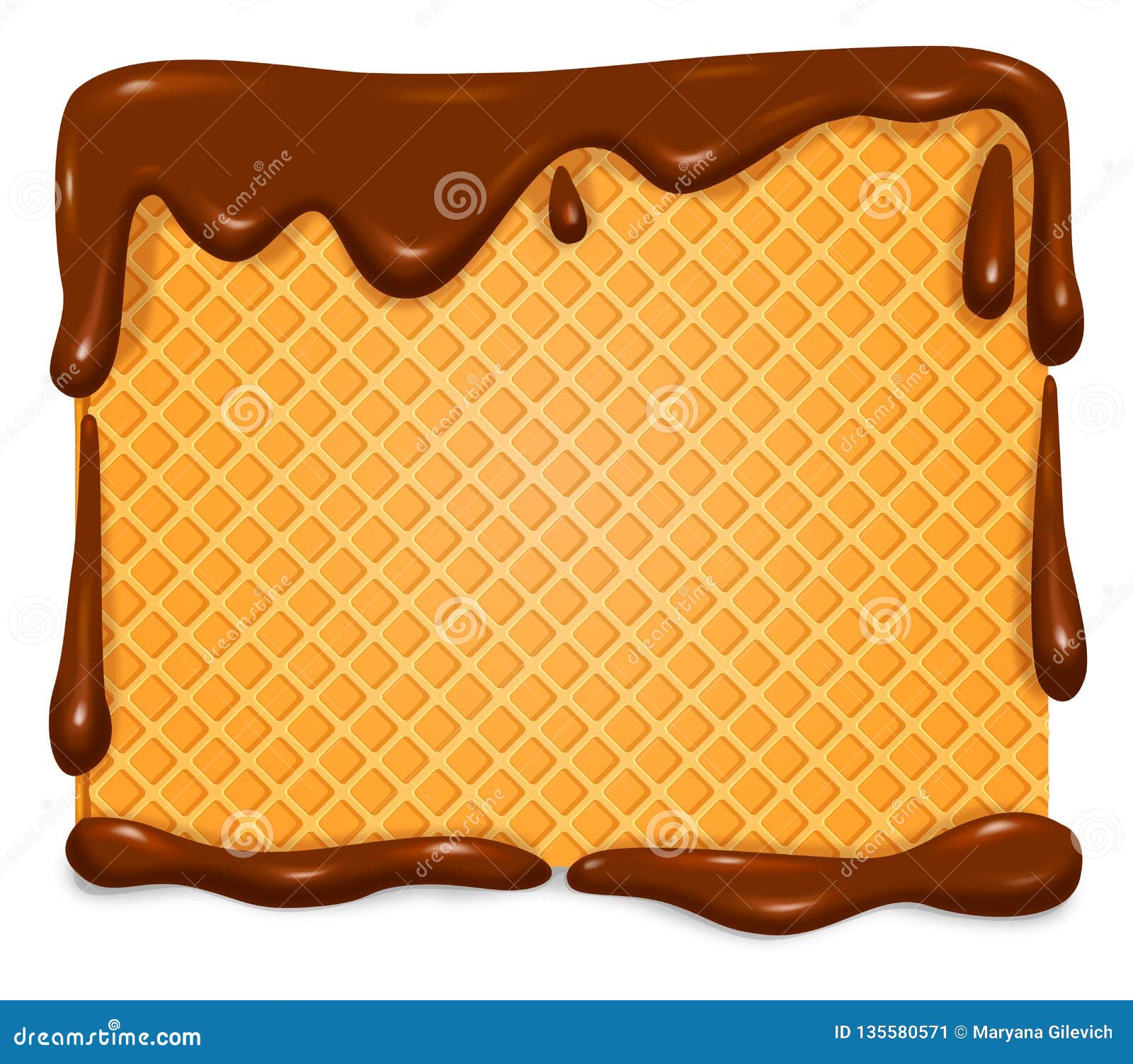 Waffle in chocolate banner stock vector. Illustration of happy - 135580571