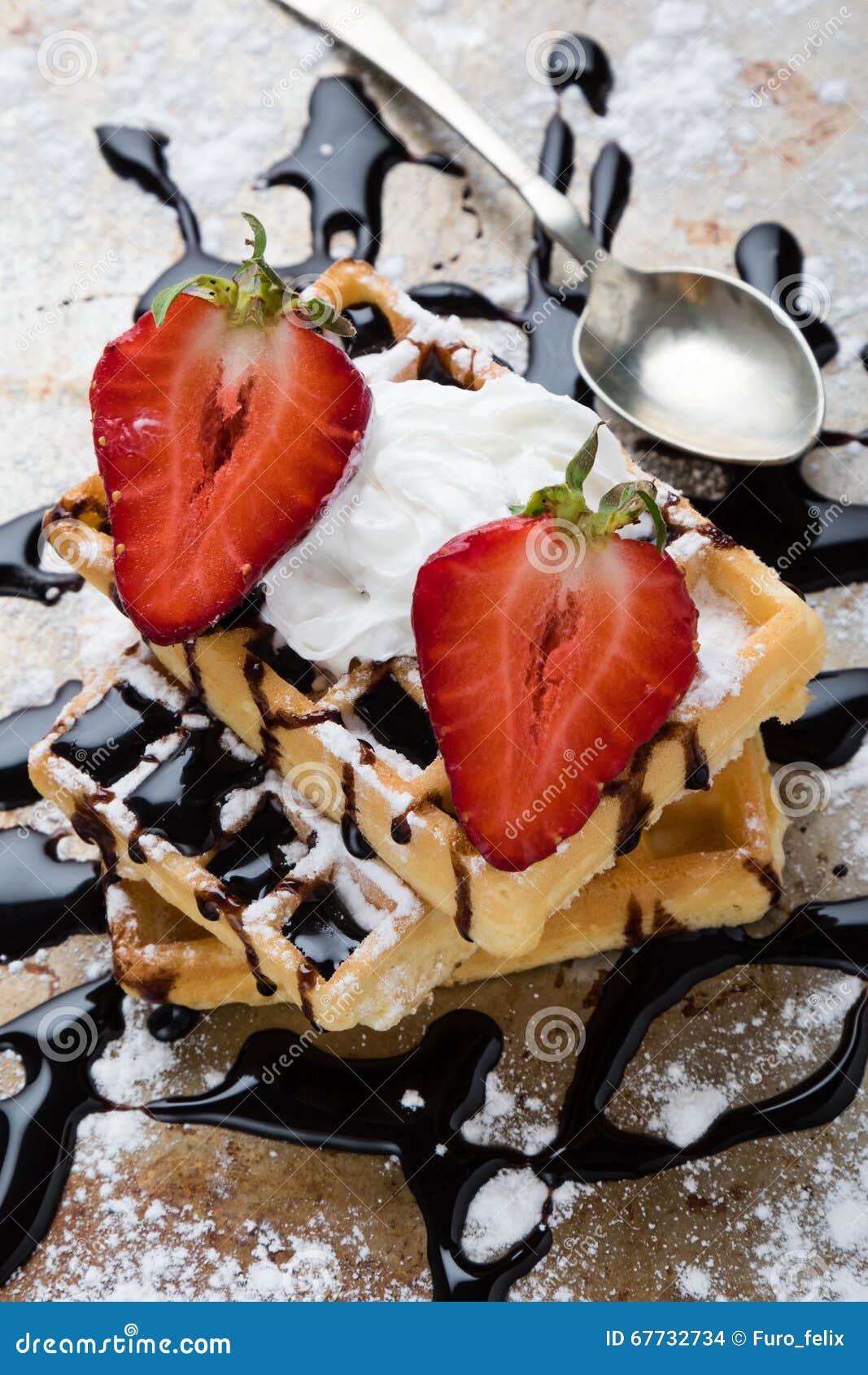 Waffle with Chocolate Syrup Stock Photo - Image of belgium, food: 67732734