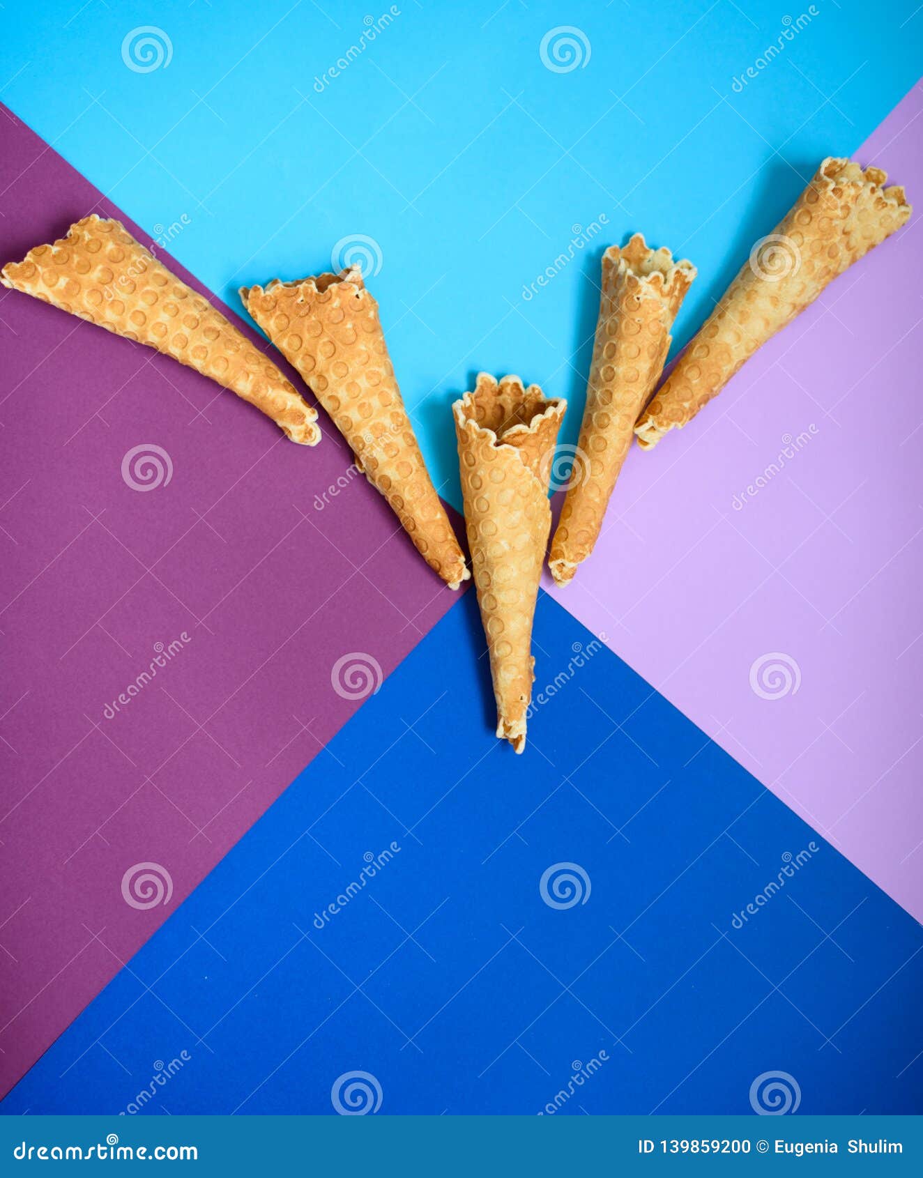 Waffle Cone on Different Colored Shapes Stock Photo - Image of rolls ...