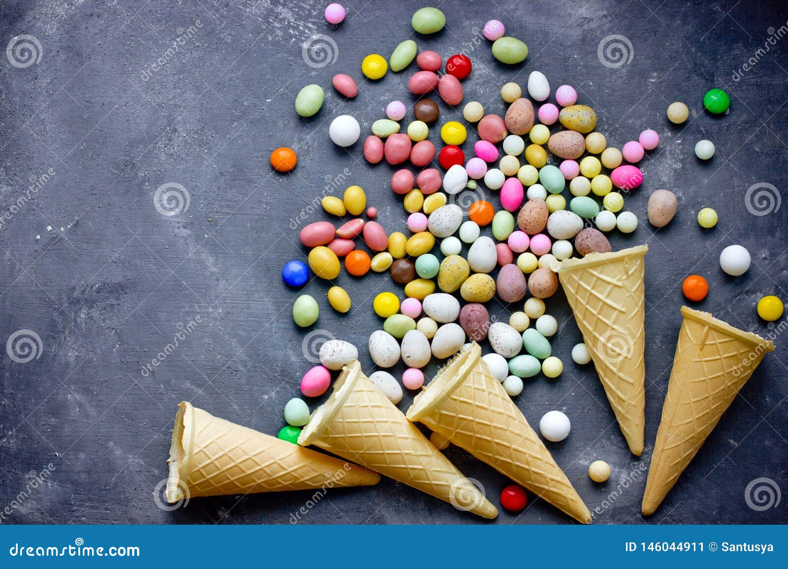 Waffle Cones with Candy Sweets Stock Image - Image of dish, gourmet ...