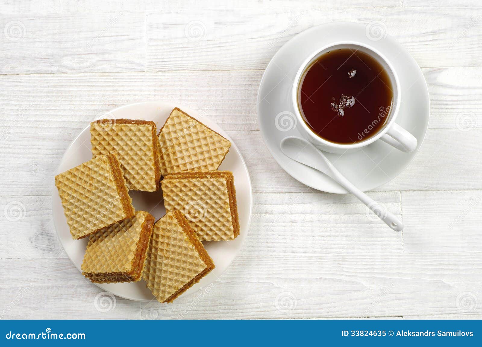 Waffle and cup of tea stock image. Image of eating, biscuit - 33824635