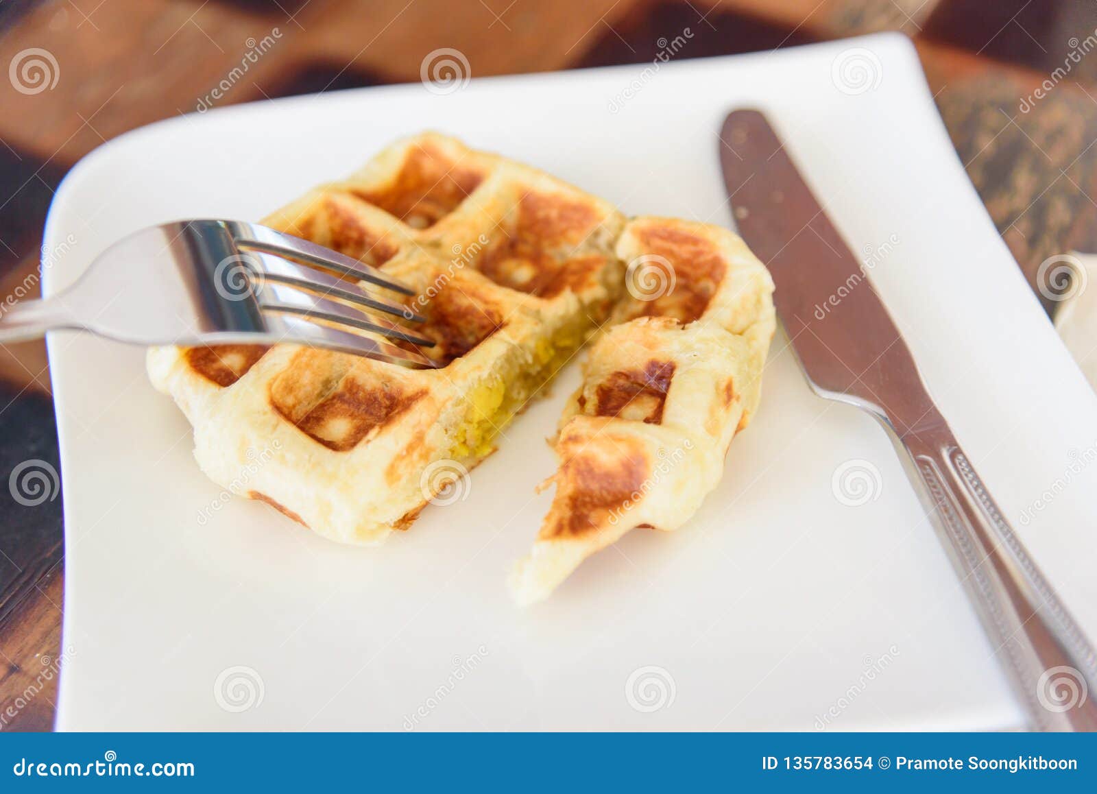 Waffle on the disk stock photo. Image of disk, delicious - 135783654
