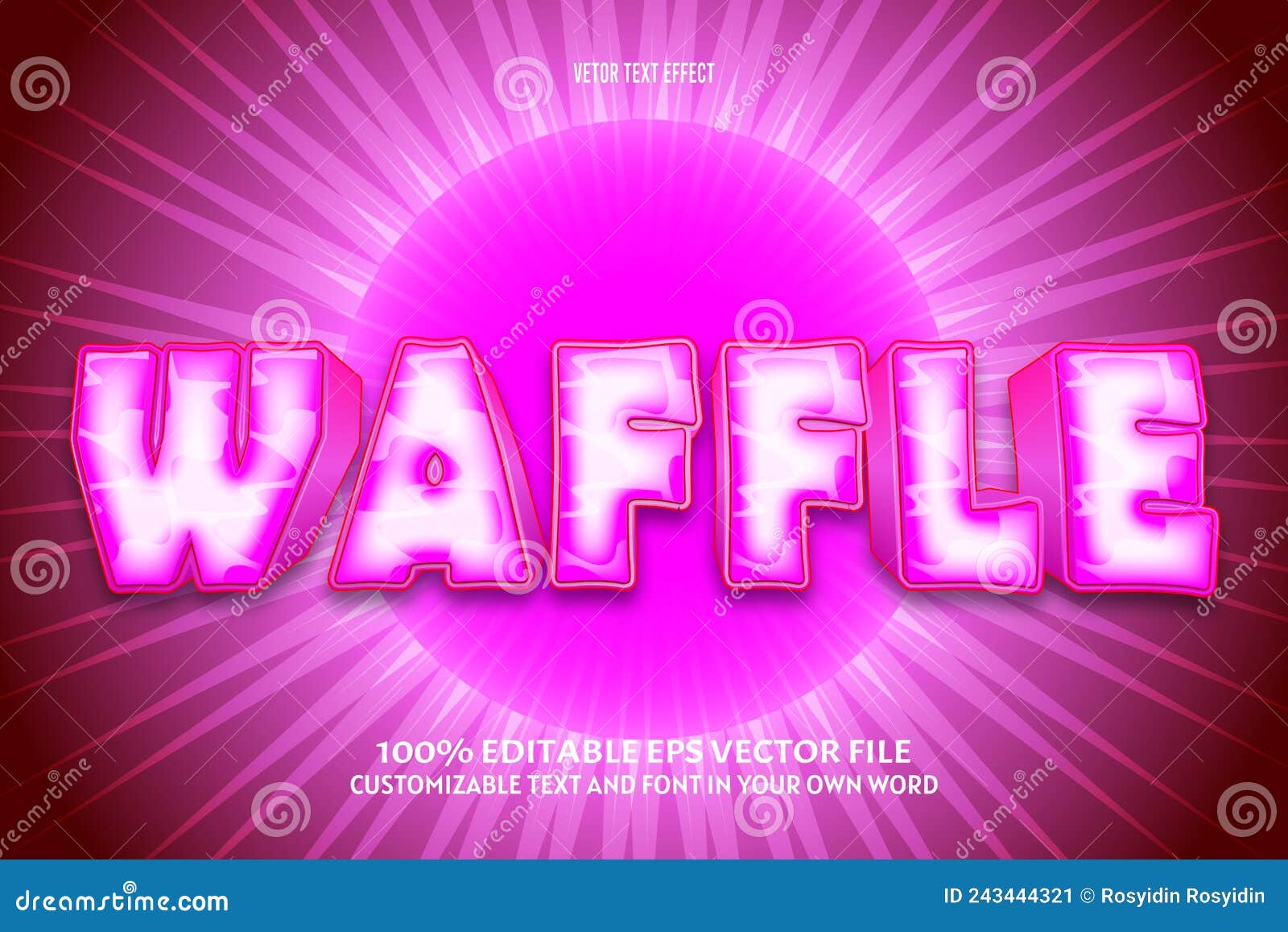 Waffle Editable Text Effect 3 Dimension Emboss Comic Style Stock Vector ...