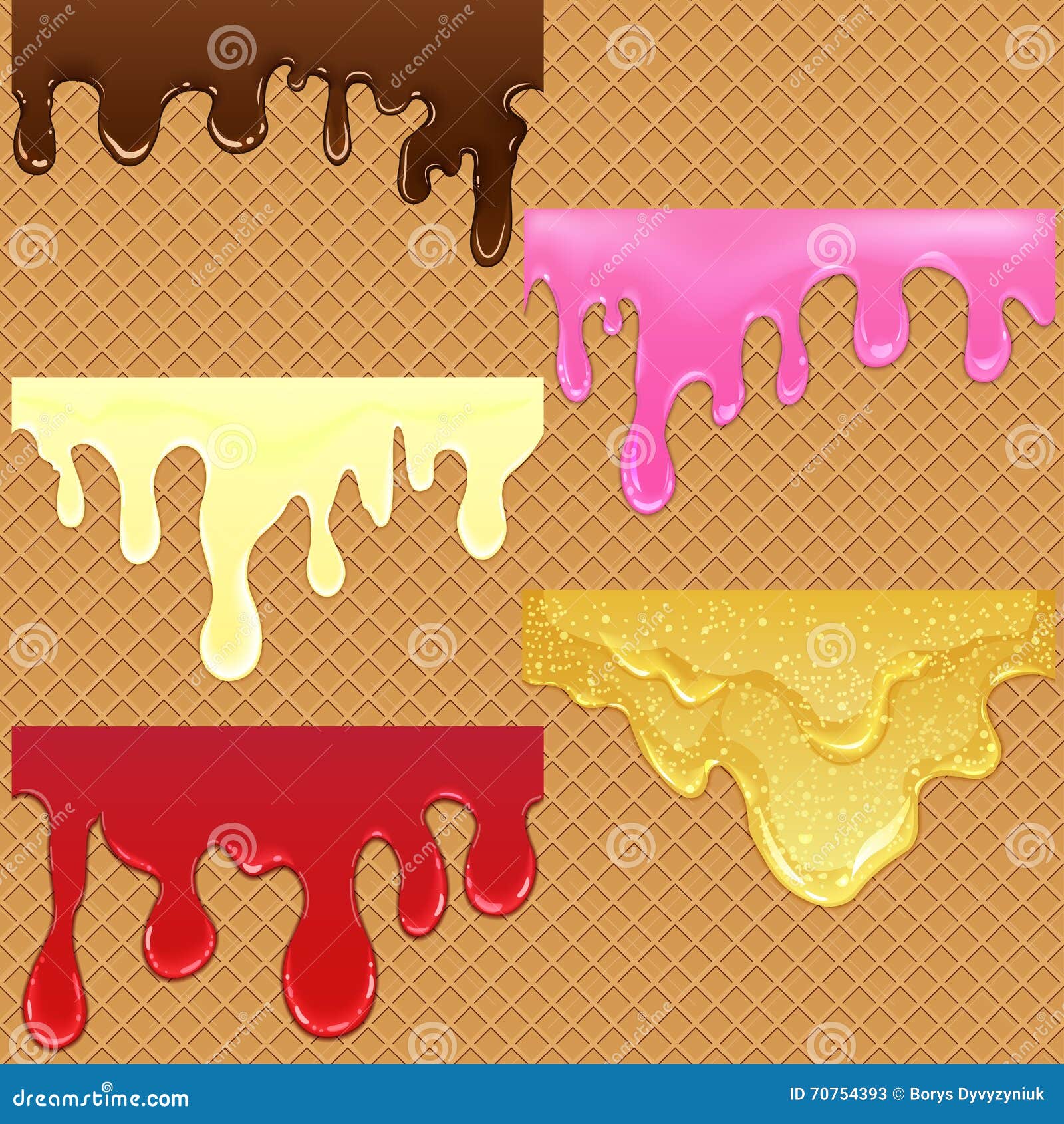 Waffle with flows set stock illustration. Illustration of pattern ...