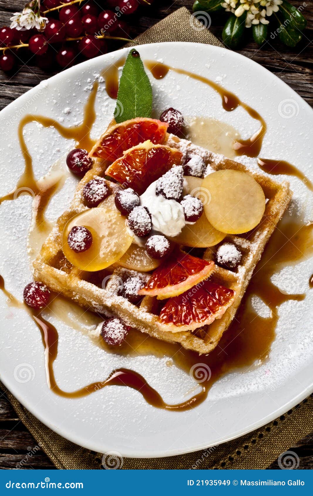 Waffle with fruits stock image. Image of liquid, freshness - 21935949