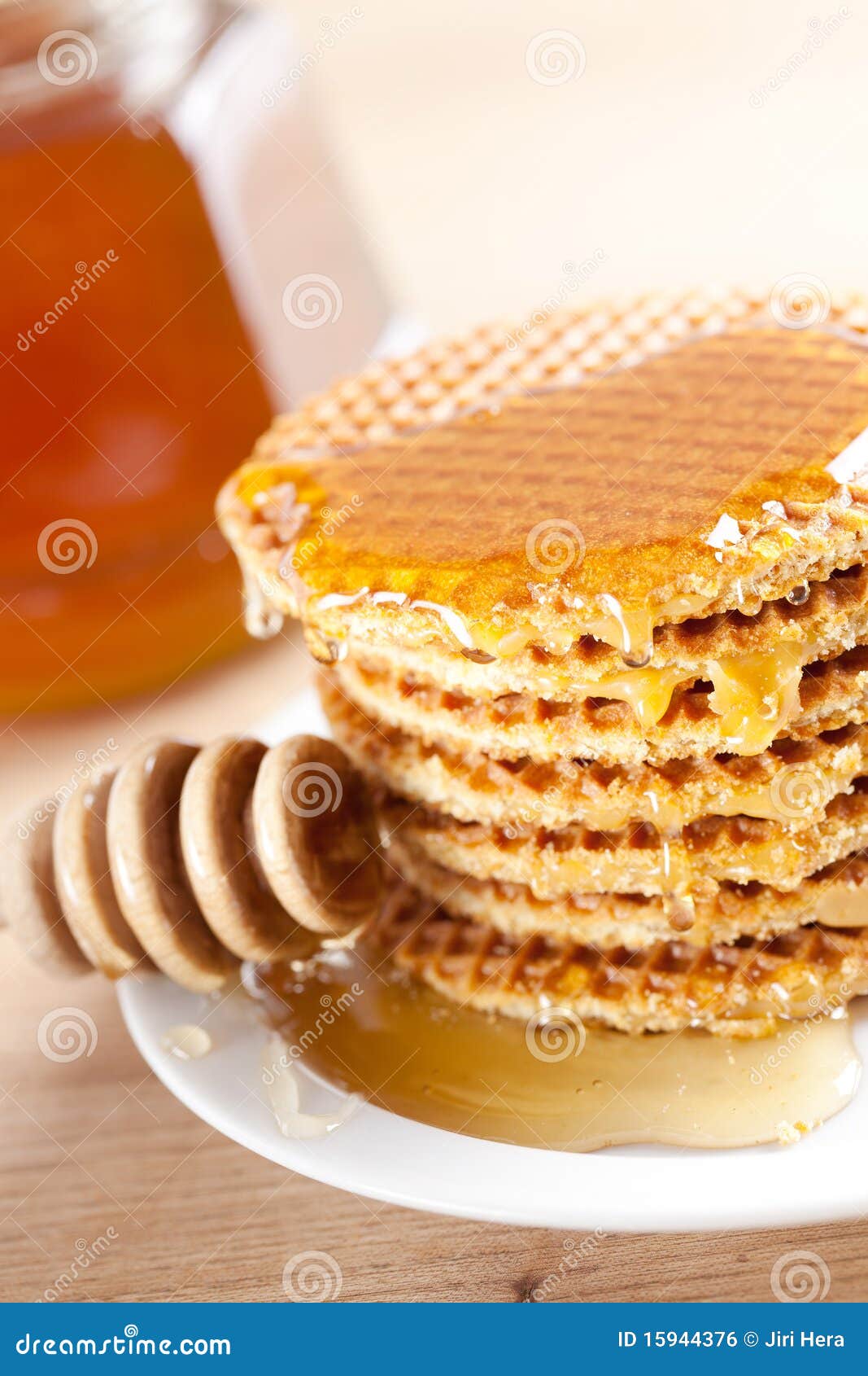 Waffle with honey stock photo. Image of cake, kickshaw - 15944376