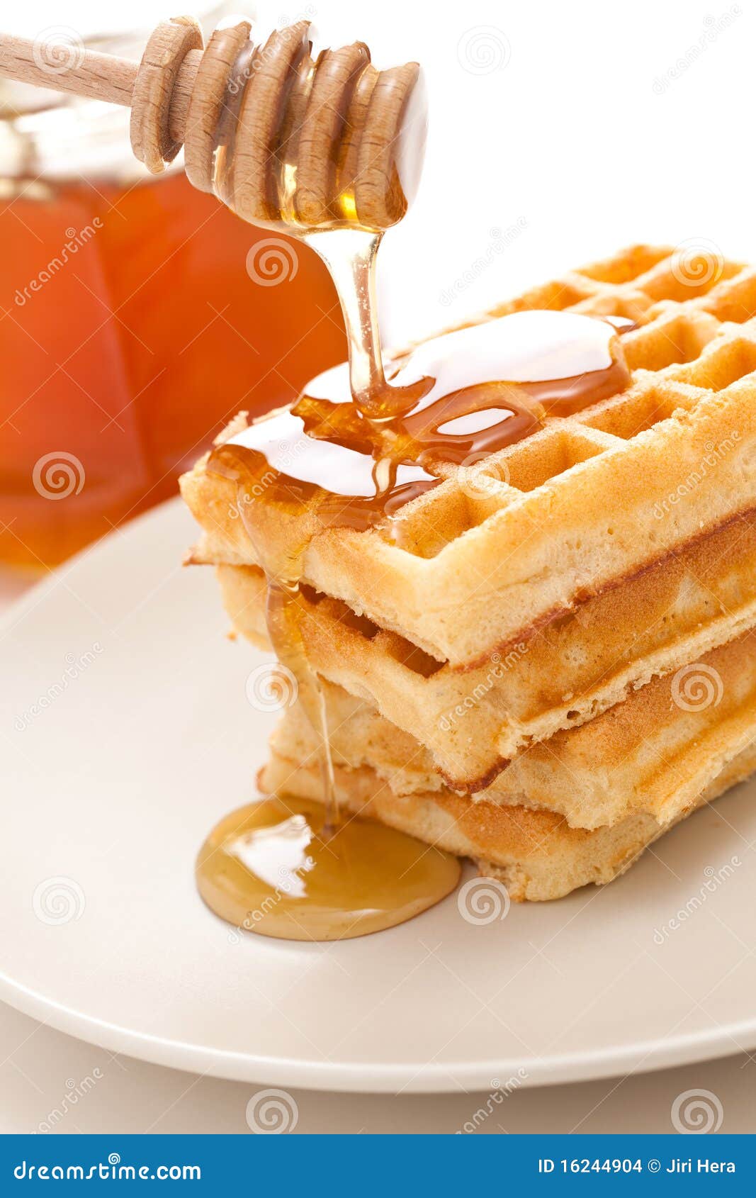 Waffle with honey stock photo. Image of carbs, breakfast - 16244904