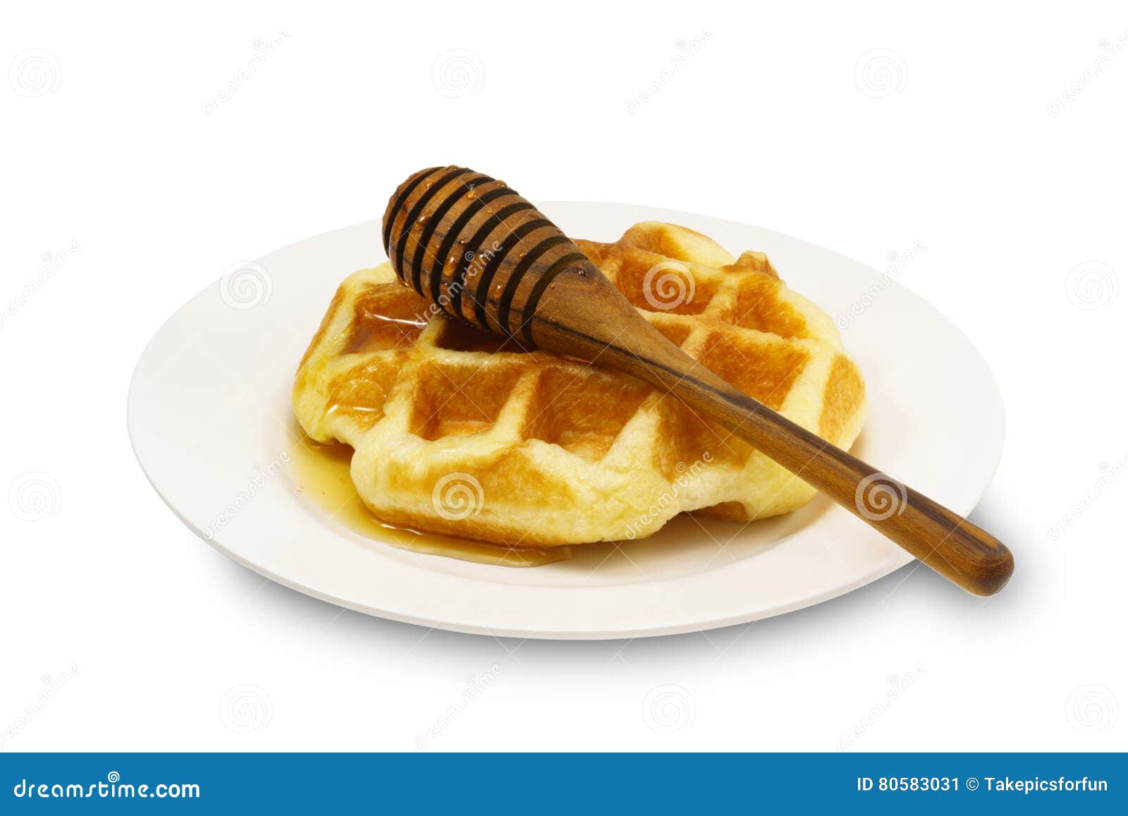Waffle with Honey in a Plate Stock Image - Image of cuisine, brown ...