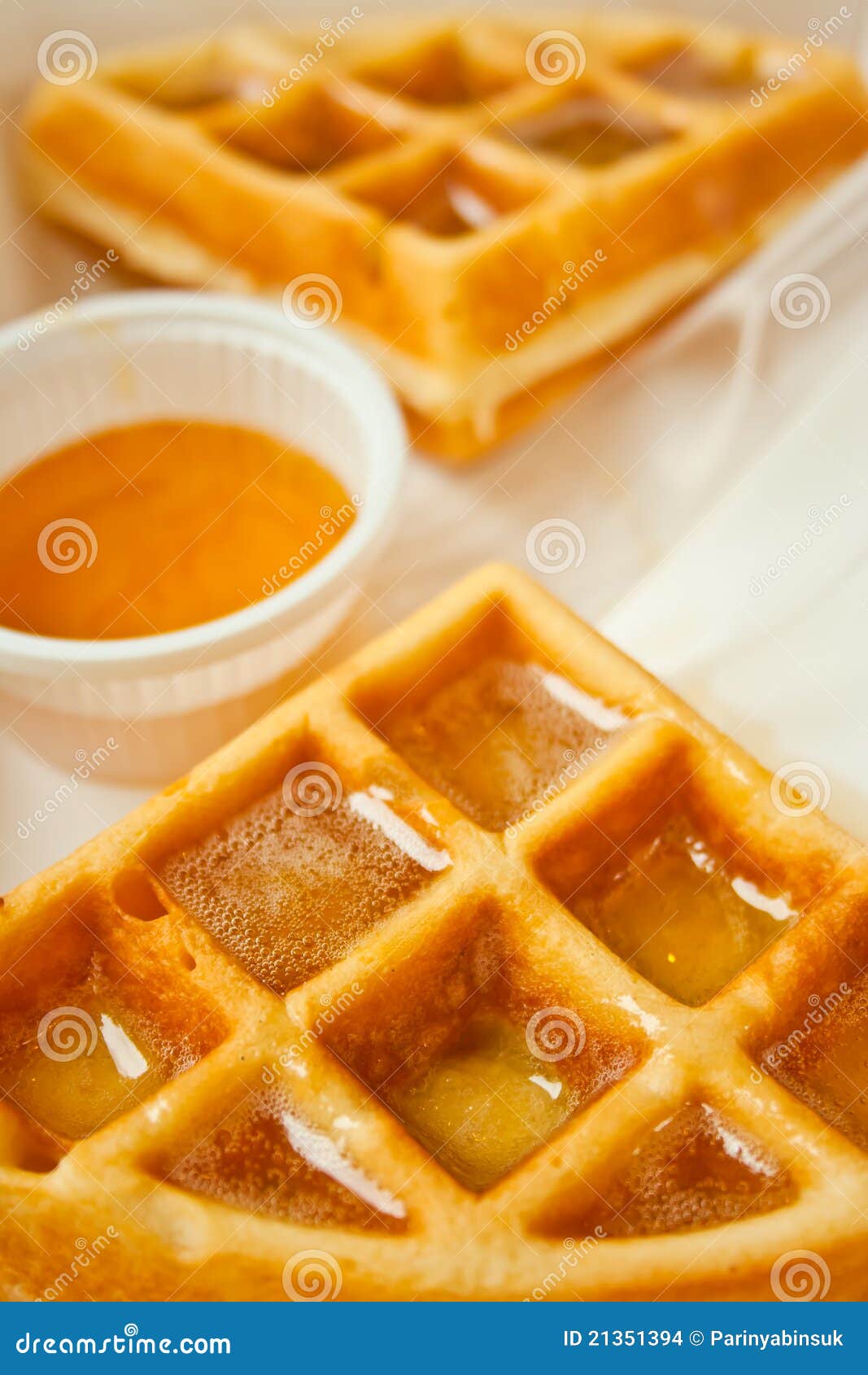 Waffle and honey on top stock photo. Image of sweet, hungry - 21351394