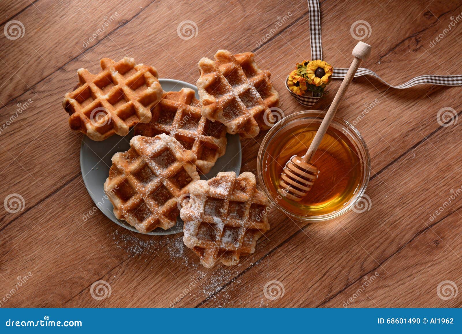 Waffle with honey stock photo. Image of gold, meal, food - 68601490