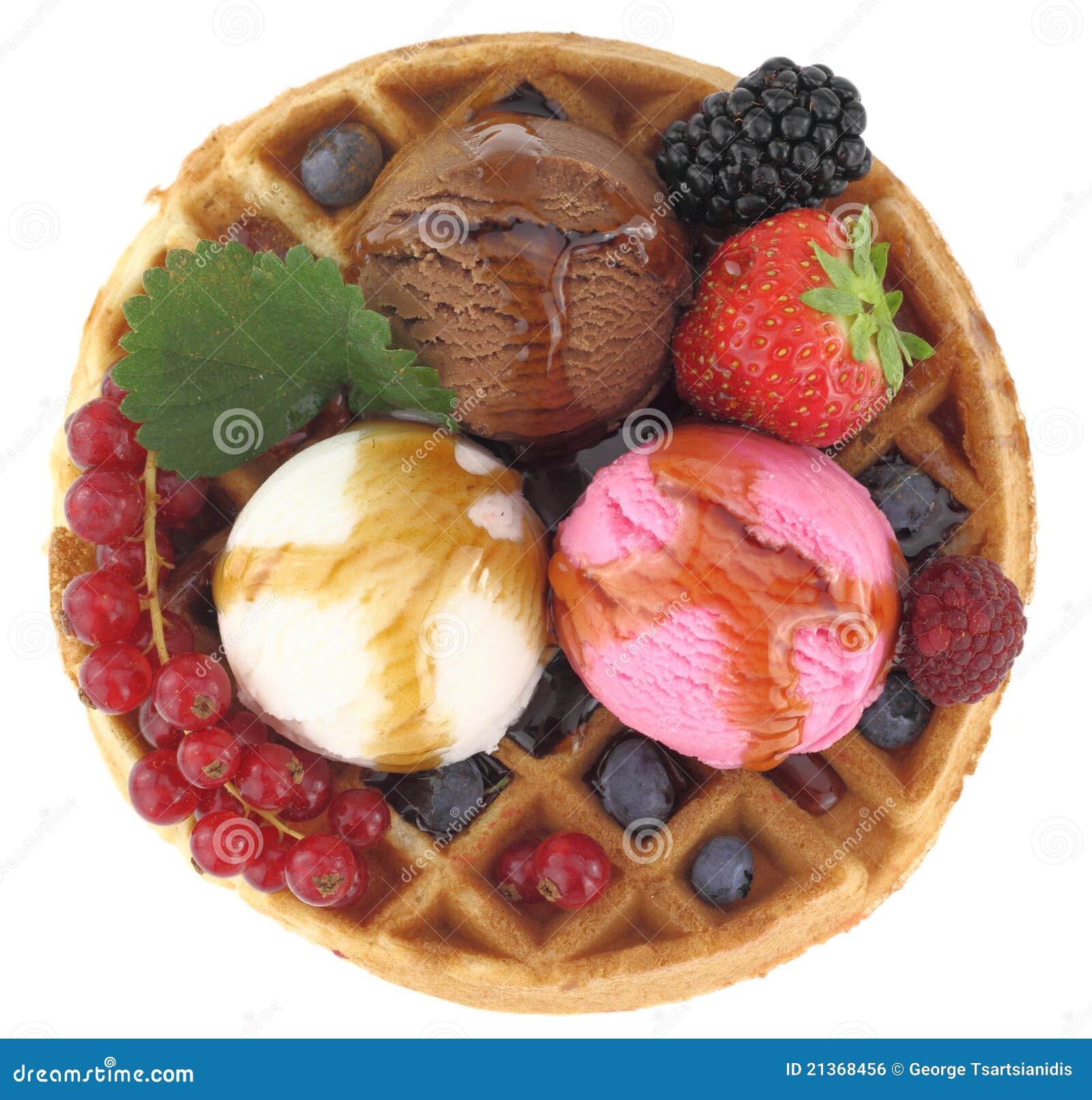 Waffle with ice cream stock photo. Image of dairy, snack - 21368456