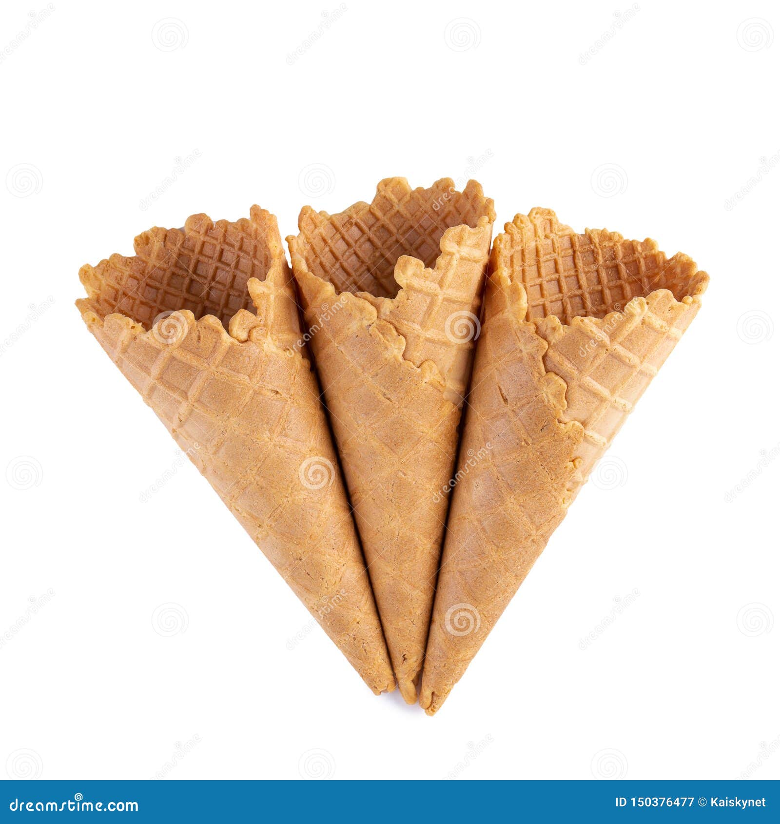 Waffle Ice Cream Cone Isolated Over White Background Stock Image