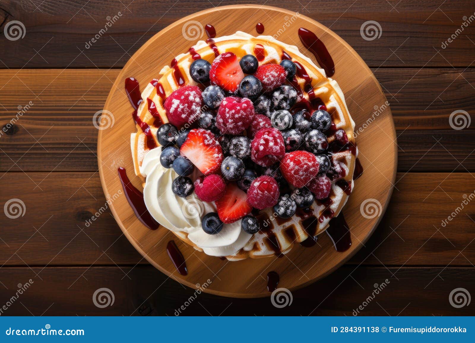 Waffle With Ice Cream And Fresh Berries Belgian Waffle With Ice Cream